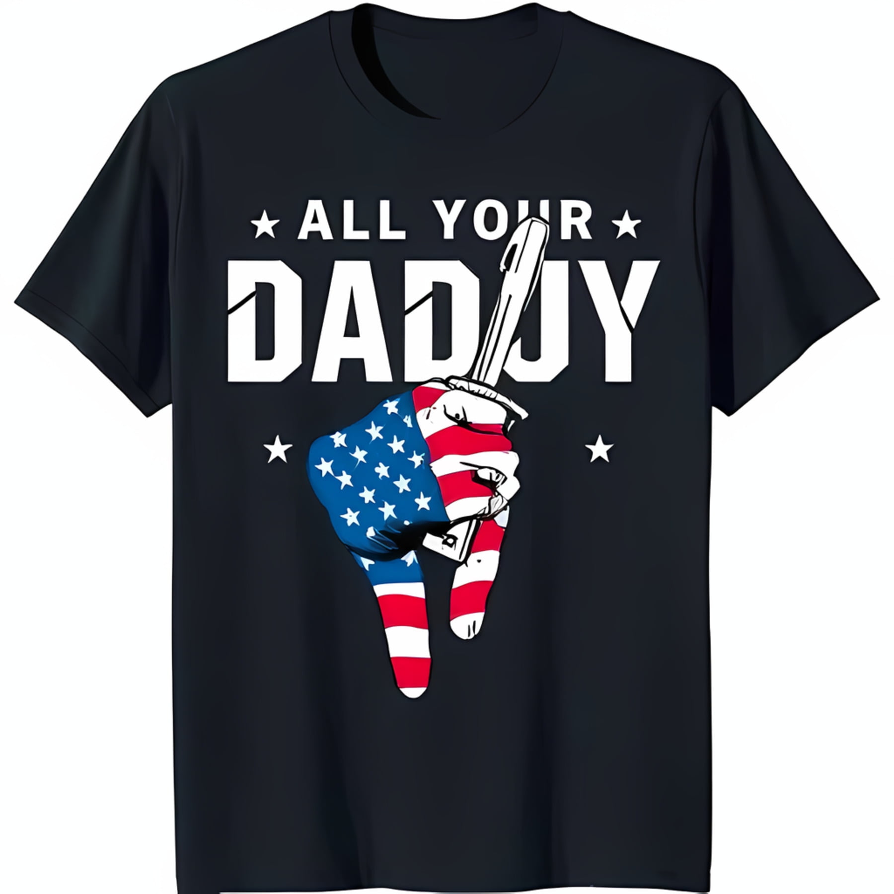 Playful Black T-Shirt with 'All Your Daddy' Graphic & Hand Design ...