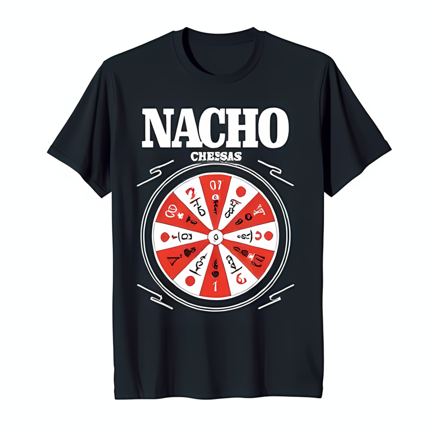 Playful Black T-Shirt with Bold 'NACHO CHESSAS' Graphic & Design ...