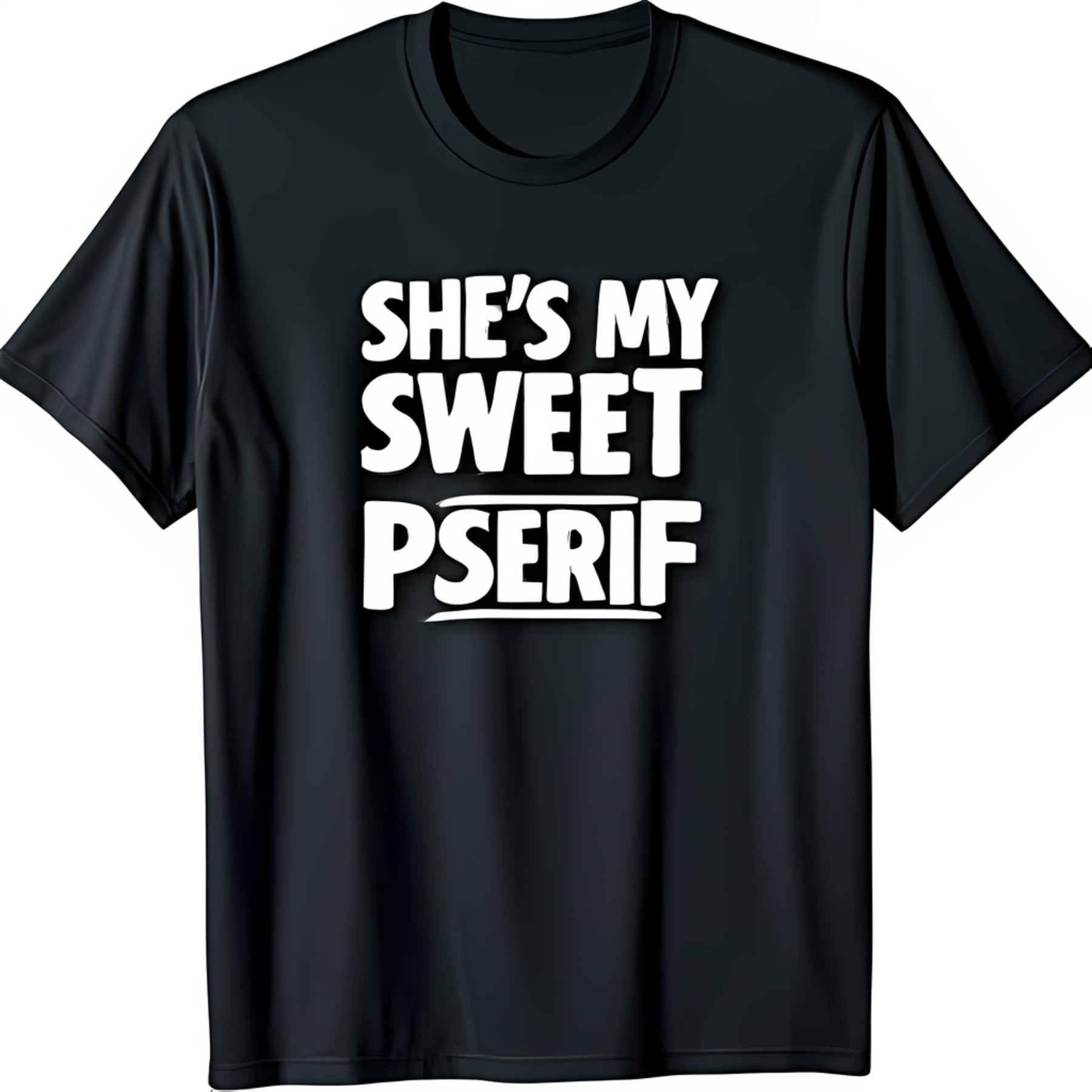 Playful Black T-Shirt with Bold SHE MY SWEET PSERIF Graphic Design ...