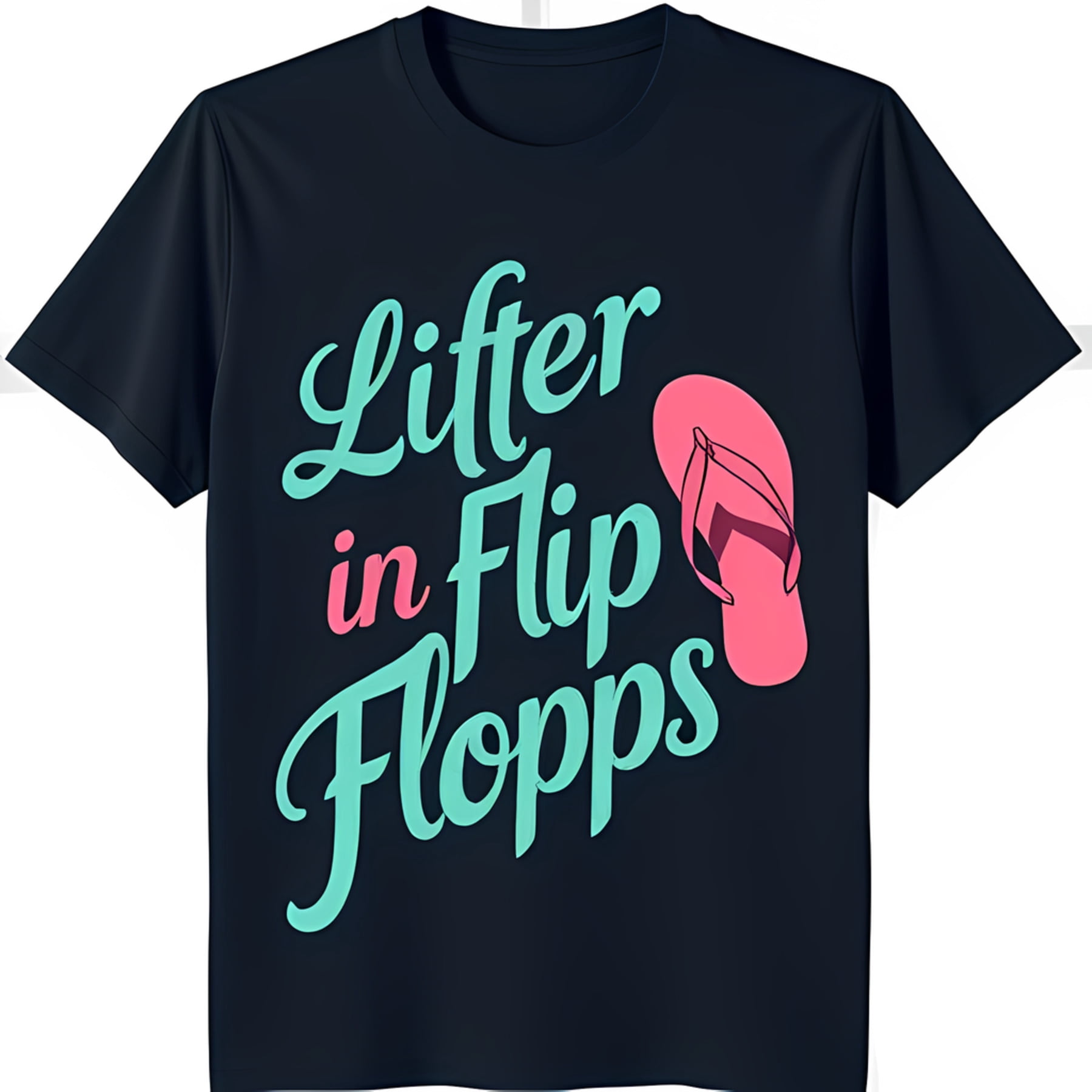 Playful Blue T-Shirt 'Lifter in Flip Flopps' with Pink Flip Flop Design ...