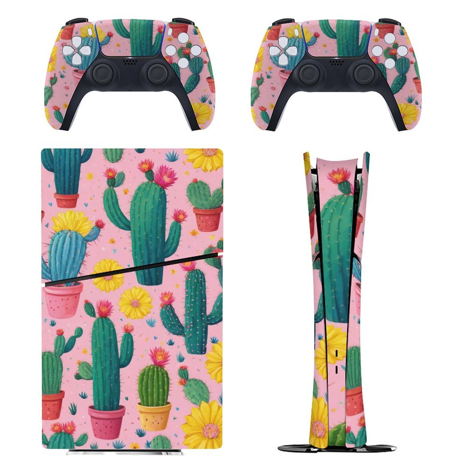 Playful Cactus Garden Console Skin Bundle for PS5 Pro Slim Disc ...