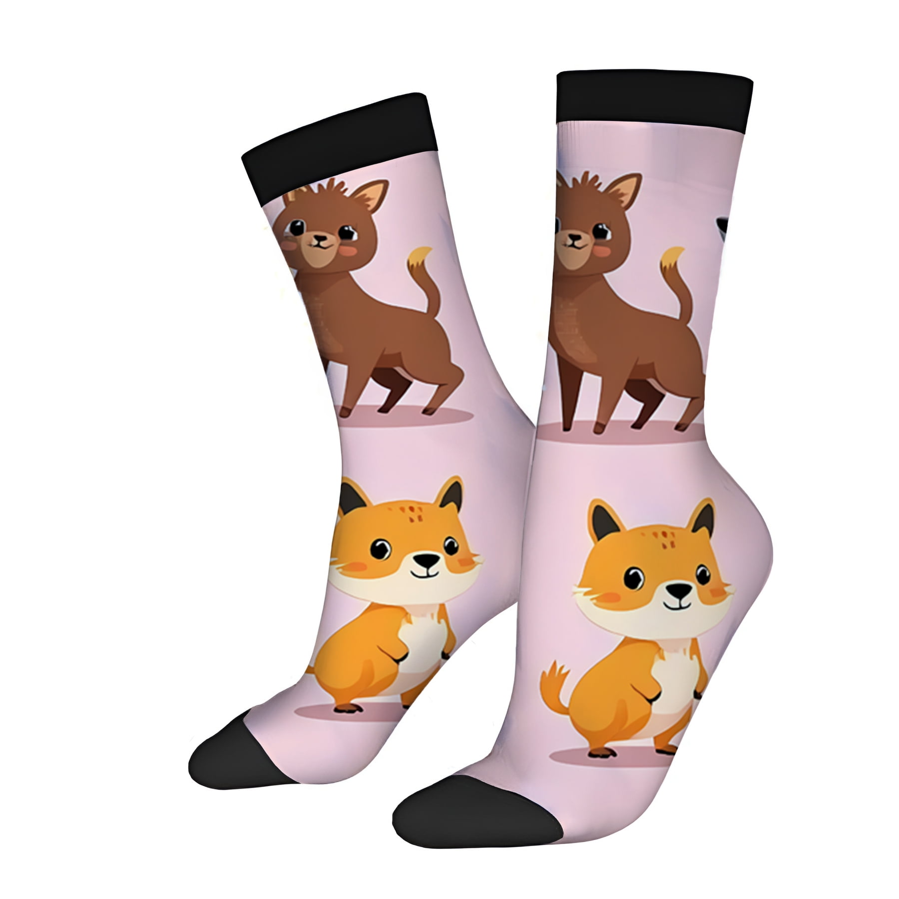 Playful Cartoon Animal Socks (2 Pairs) - Unisex Trendy Design with ...