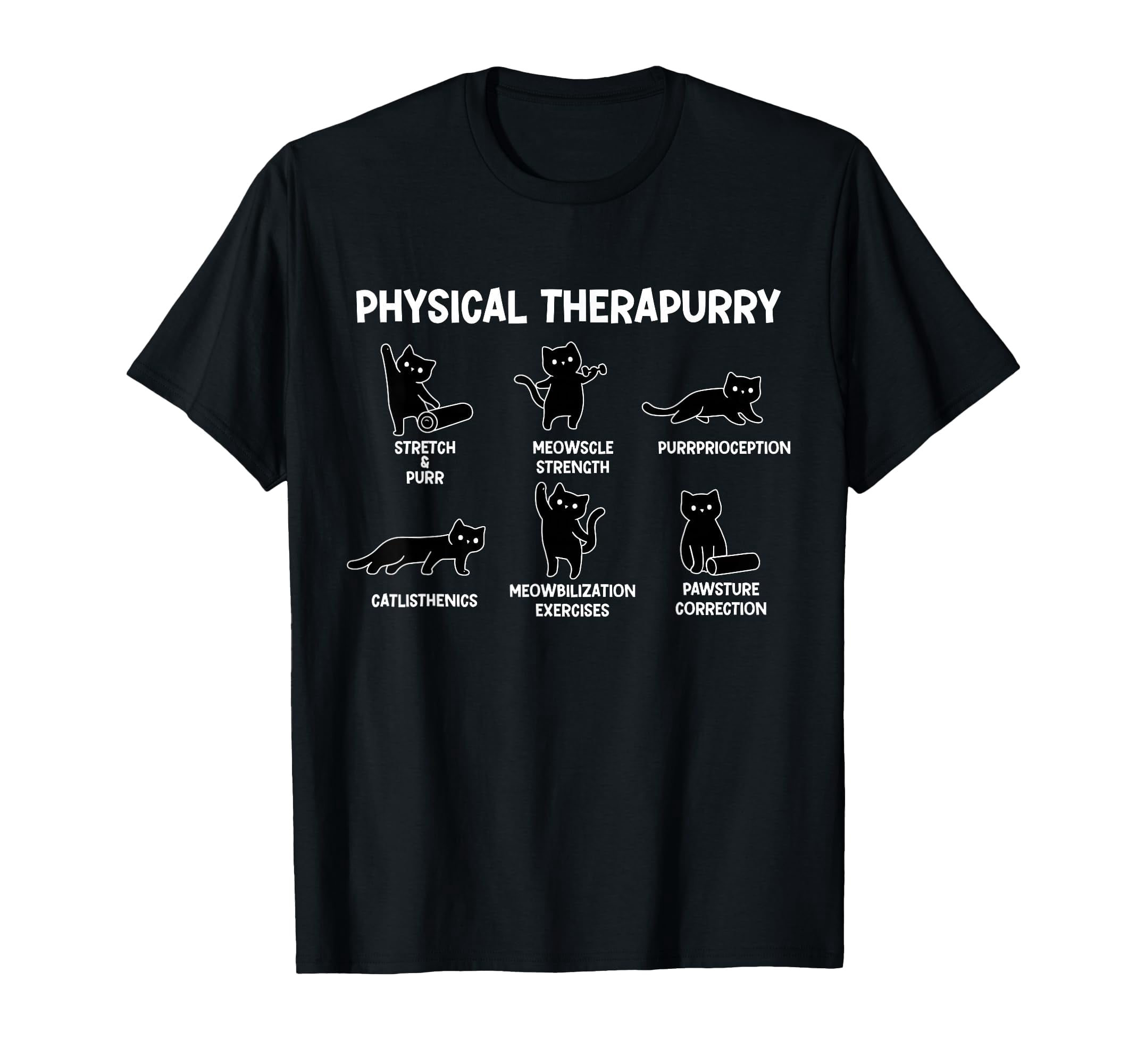 Playful Cartoon Cats Physical Therapy T-Shirt for Fun and Fitness ...
