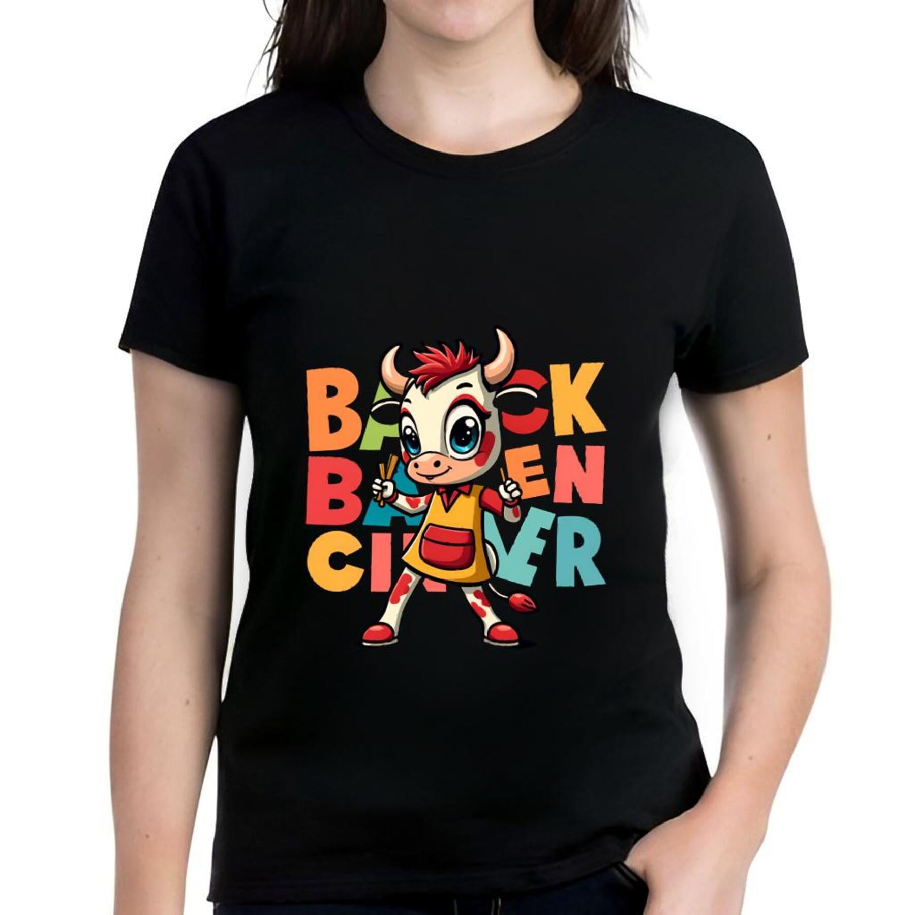 Playful Cartoon Cow Cotton Short Sleeve T-Shirt - Bold 'BACK BETTER ...
