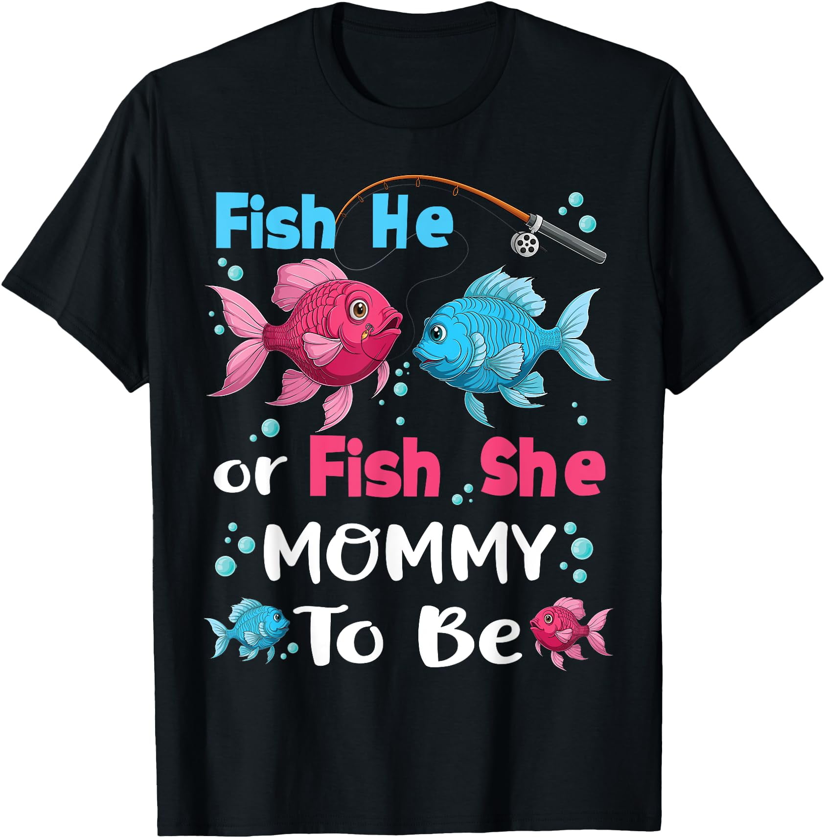 Playful Cartoon Fish Gender Reveal Family Matching T-Shirt for Mommy ...