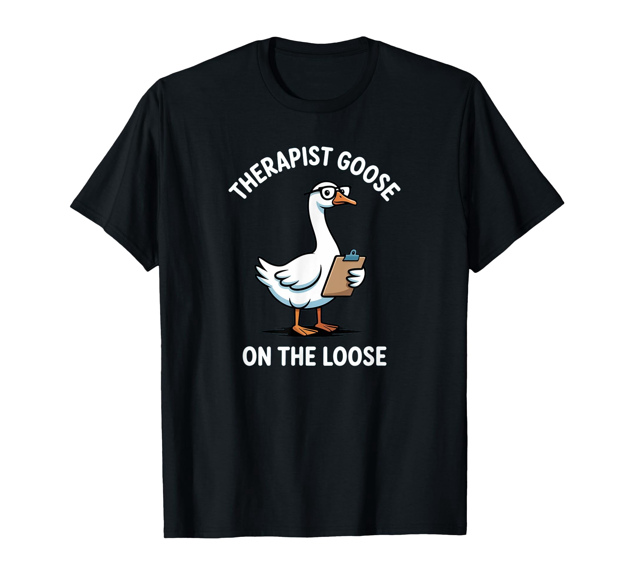 Playful Cartoon Goose Counselor T-Shirt for Mental Health Awareness and ...