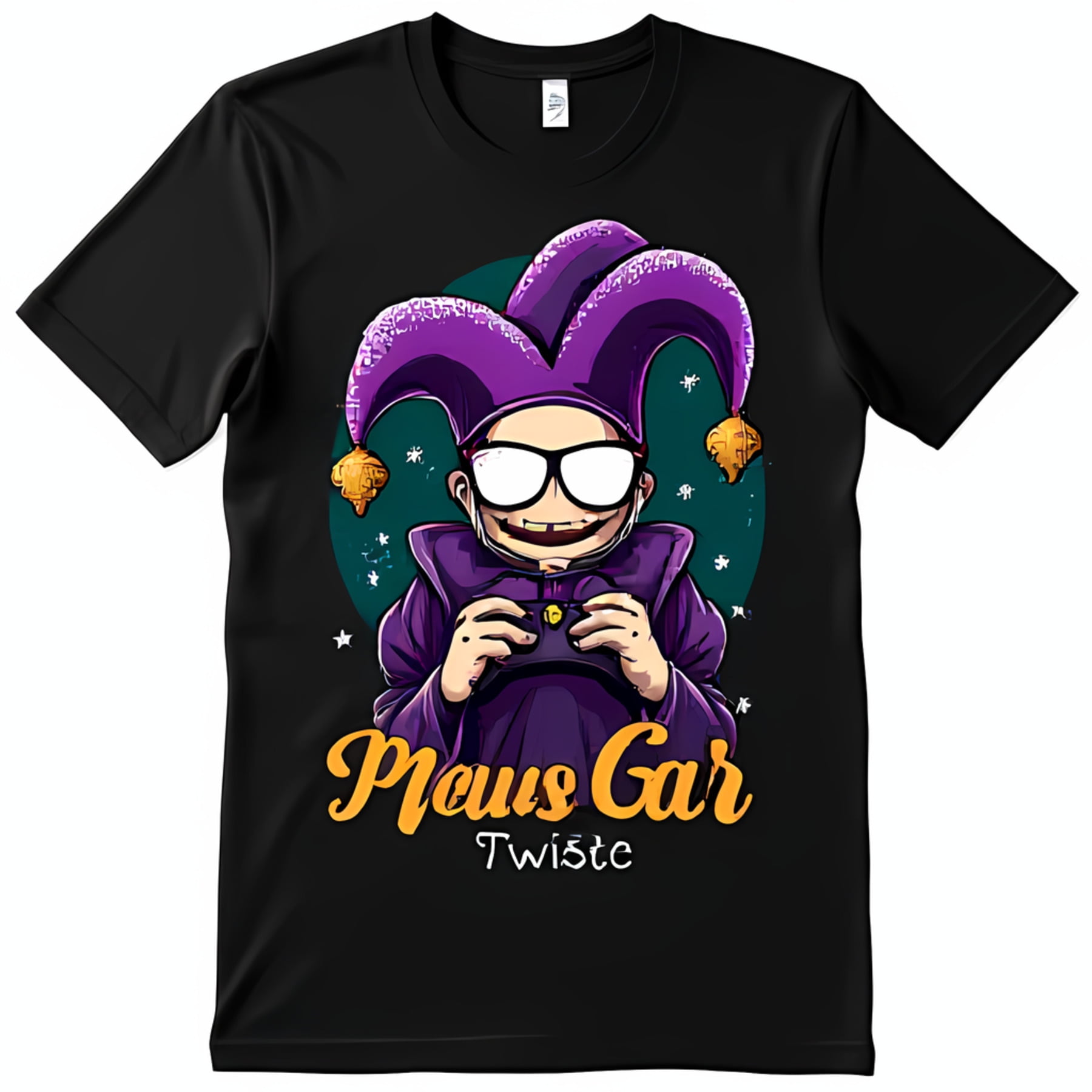 Playful Cartoon Jester T-Shirt & Gold Design with Controller Plus Gar ...