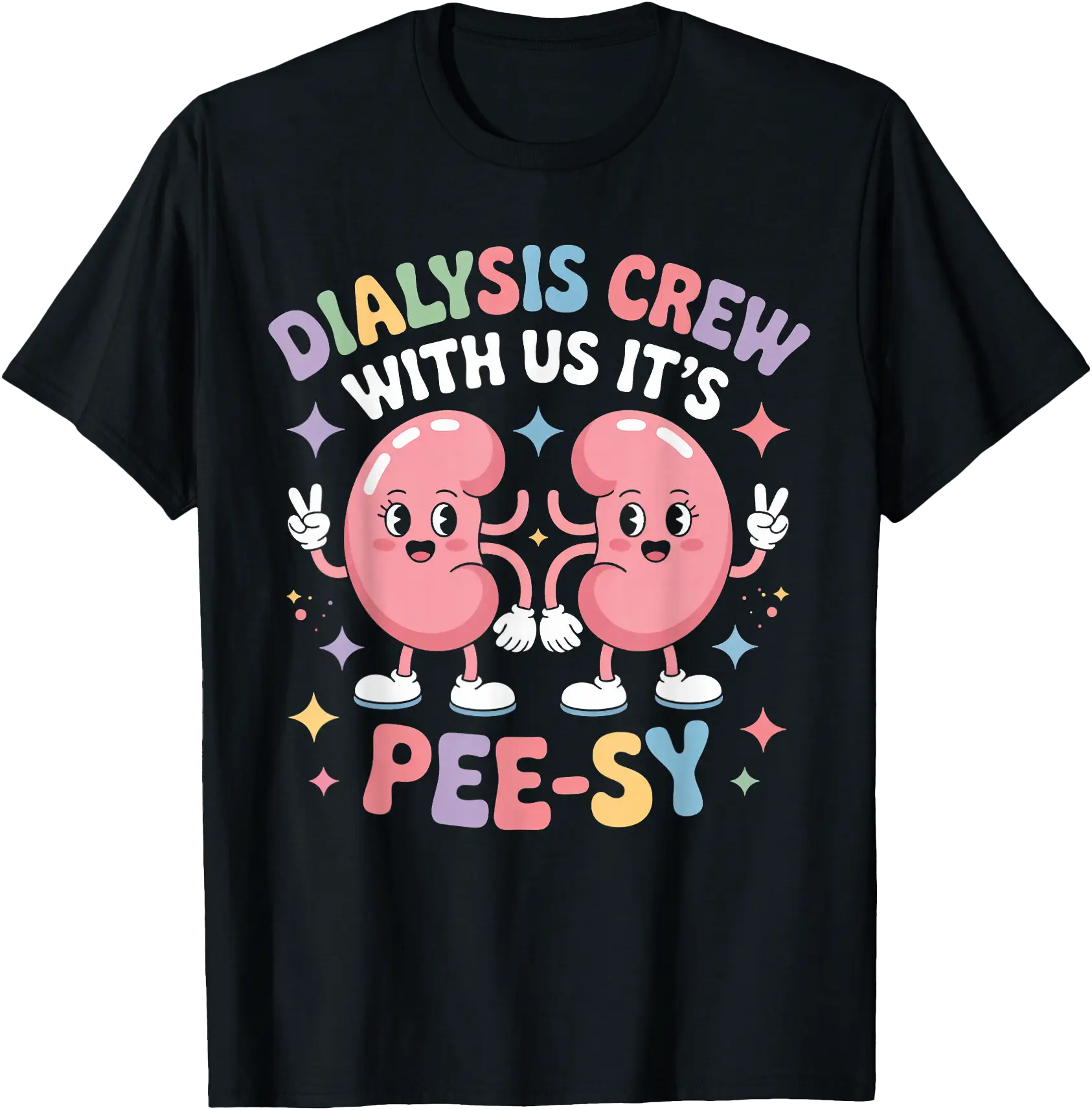 Playful Cartoon Kidney Design T-Shirt for Nephrology Techs and Dialysis ...