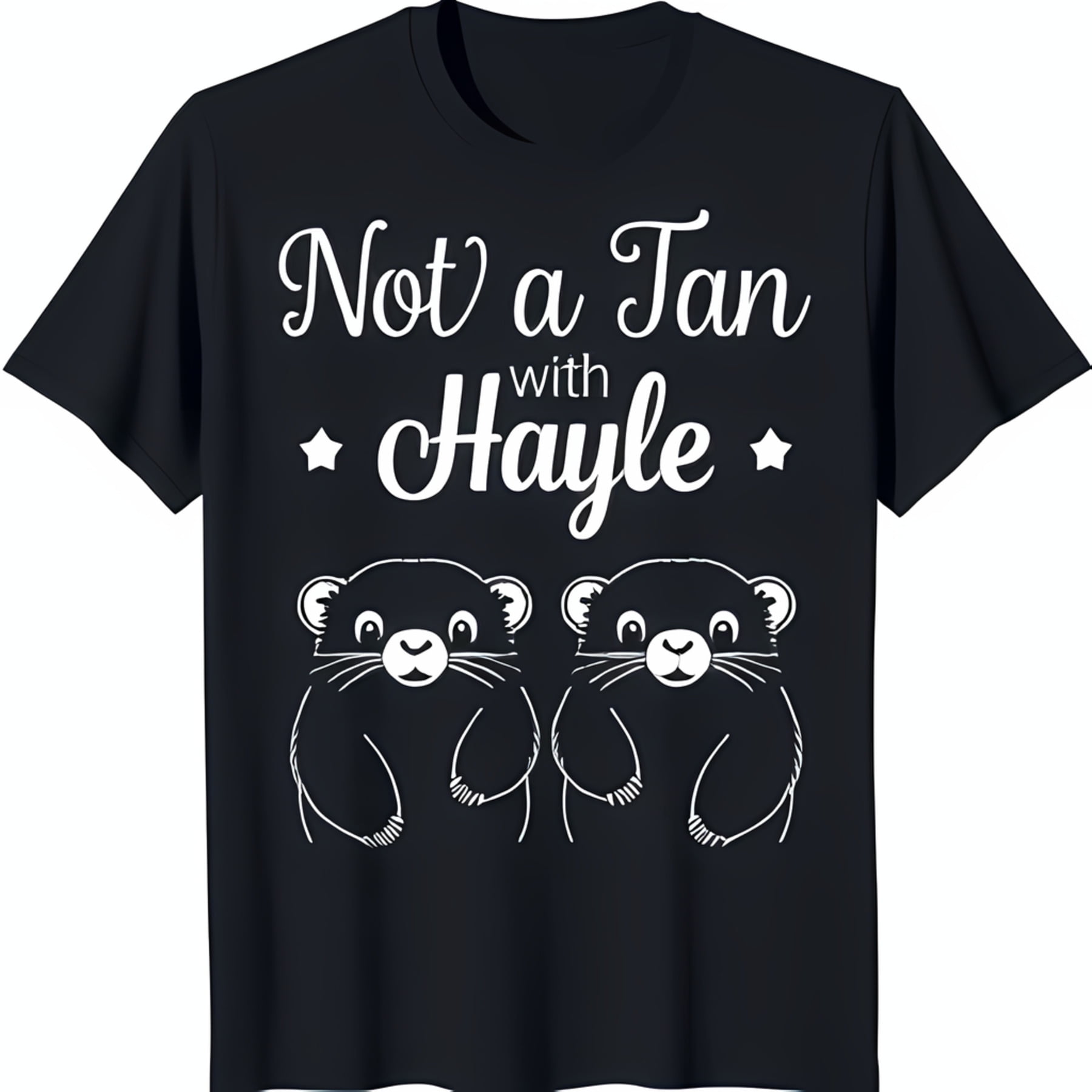 Playful Cartoon & 'Not a Tan with Hayle' Black T-Shirt for Fun Style ...
