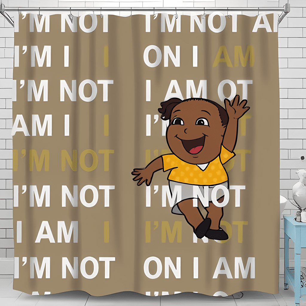Playful Cartoon Shower Curtain with Dark-Skinned Positive Affirmations ...