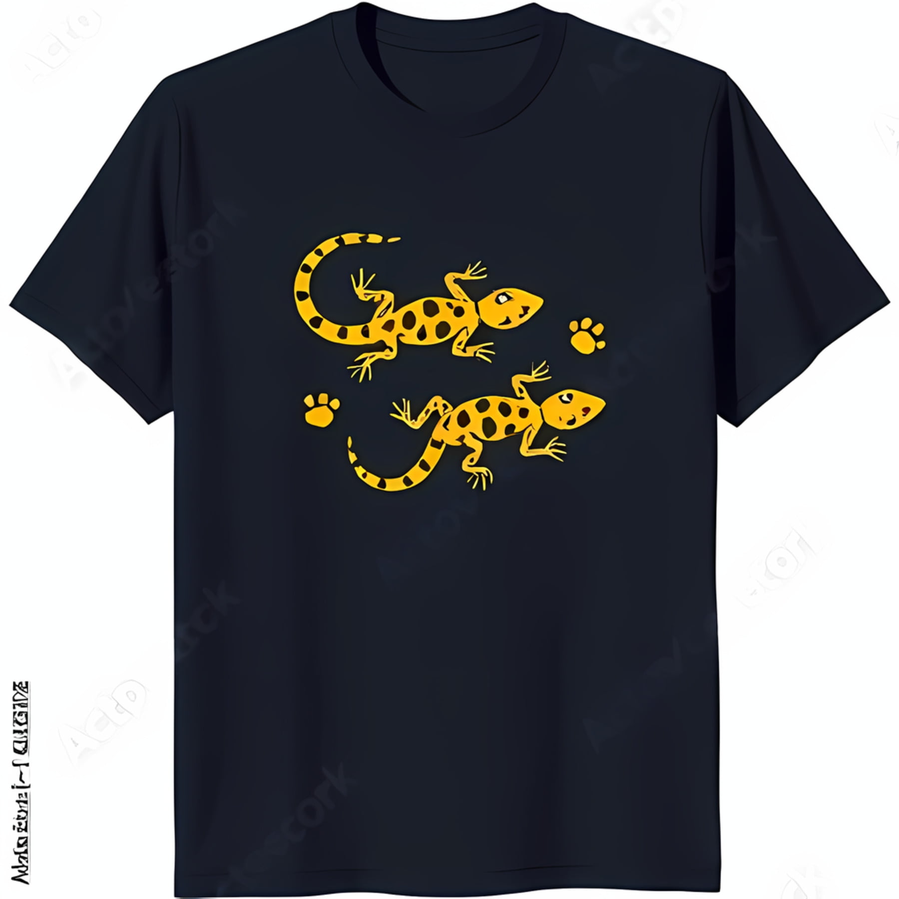 Playful Cartoon T-Shirt Dark Blue Tee with Friendly Lizards - Walmart.com