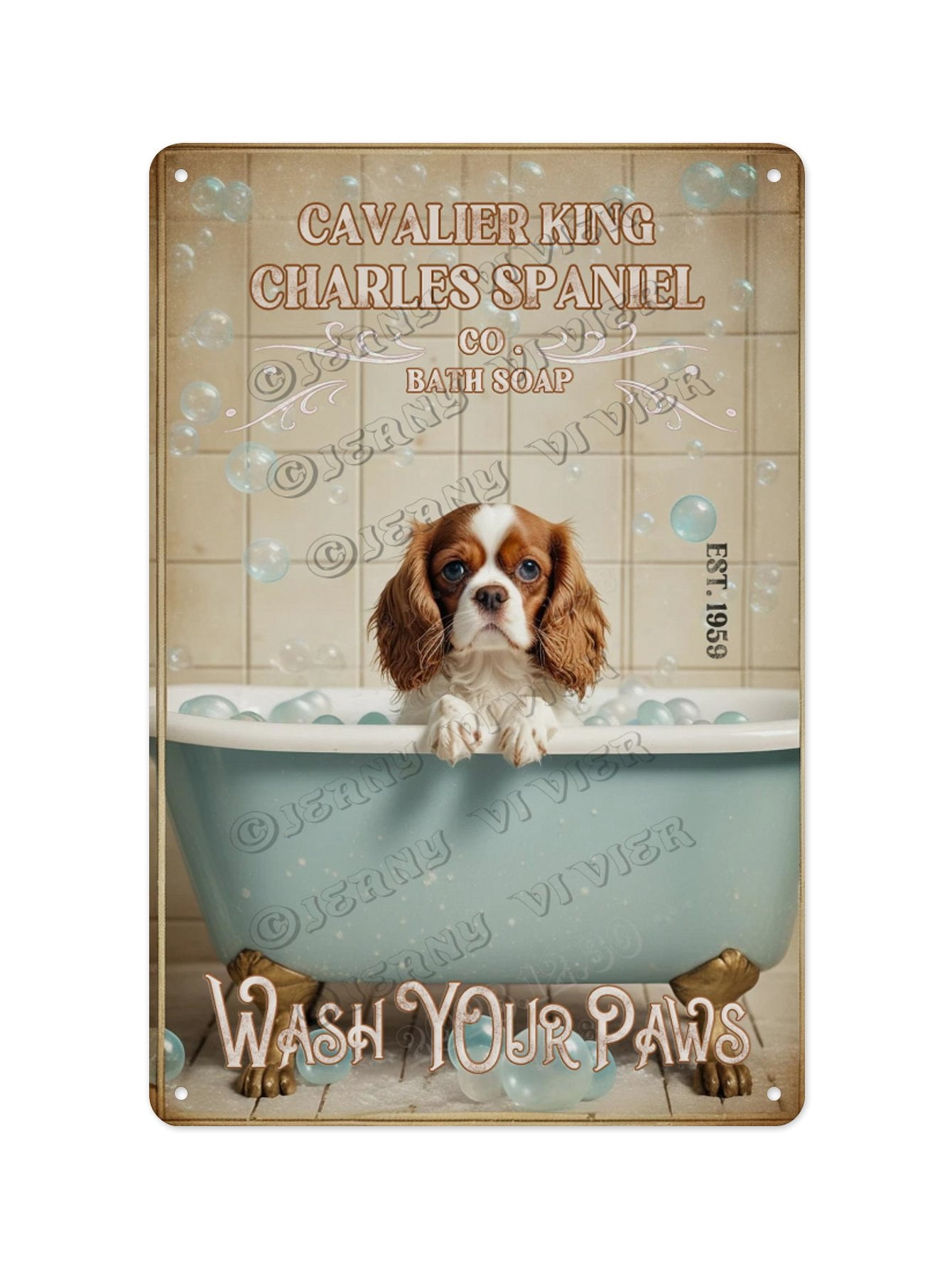 Playful Cavalier King Charles Spaniel Dog Aluminum Sign 8 x 12 Inches ...