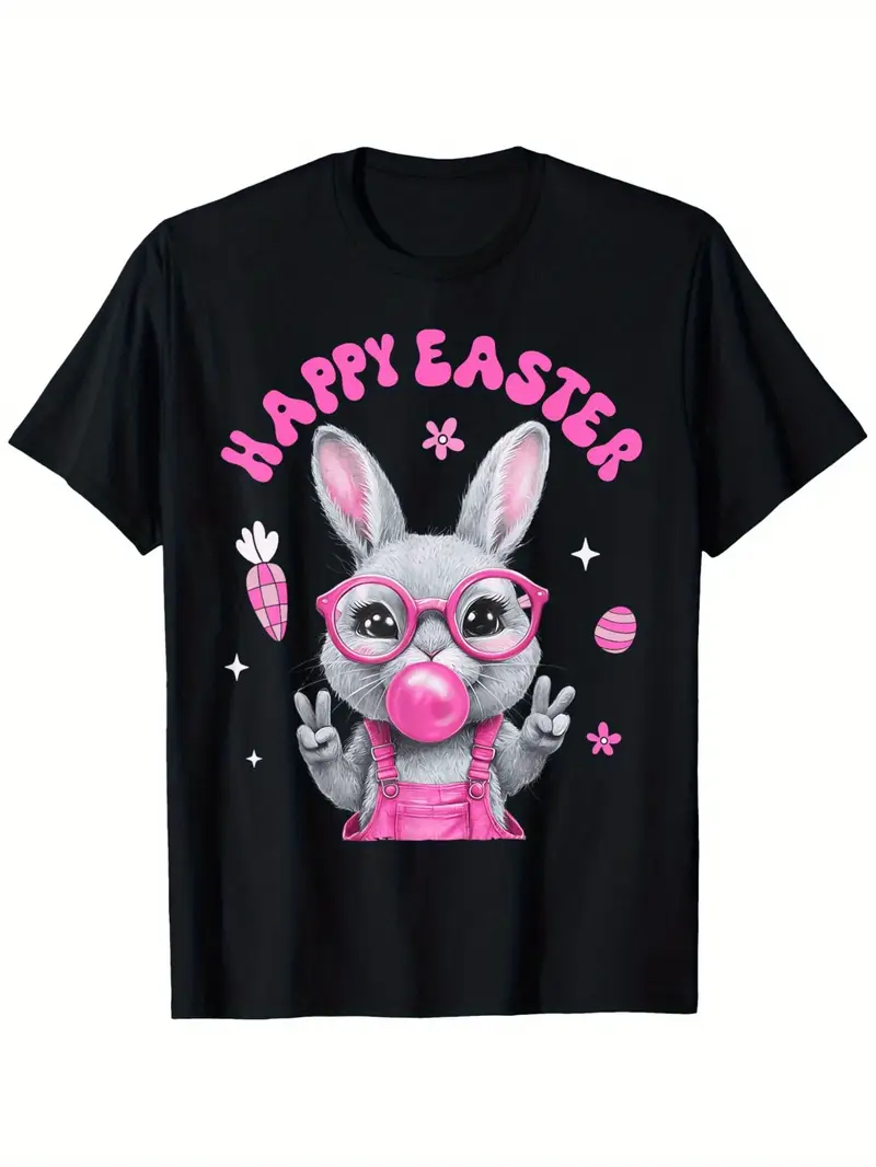 [Playful Charm] Happy Easter Bunny Graphic T-Shirt for Women & Men ...