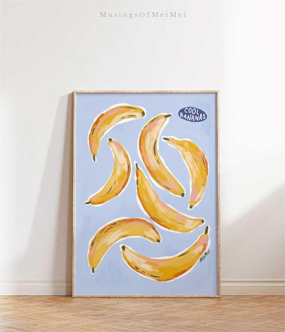 Playful Cheerful Cool Bananas Art Poster For Room Fun Banana Colorful ...