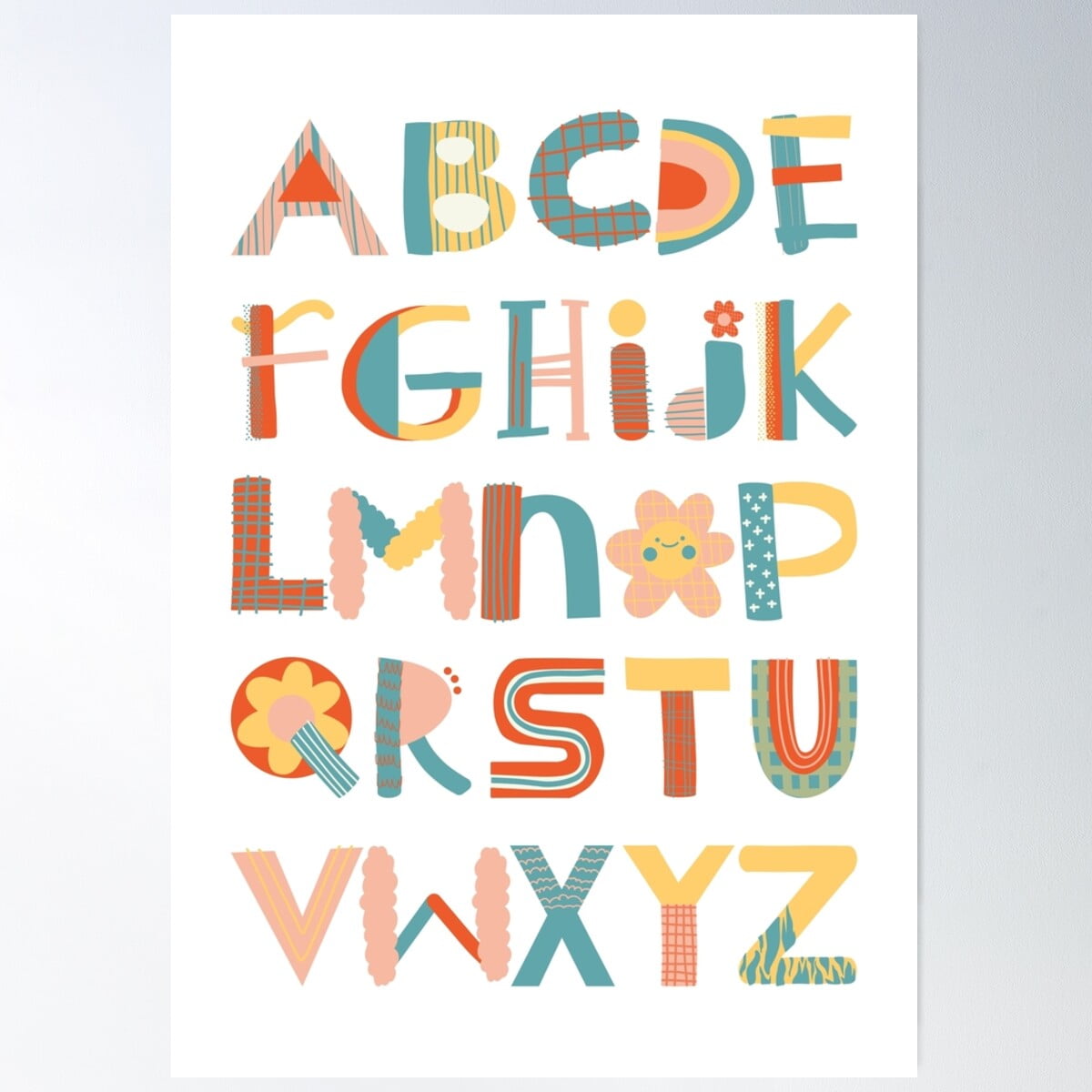 Playful Colorful Alphabet, Abc For Kids Poster Wall Art, Modern Wall ...