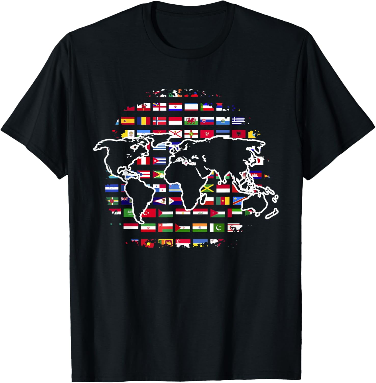 Playful Comfort Tee - Country Flags World Map Traveling International World Flags T-Shirt ...