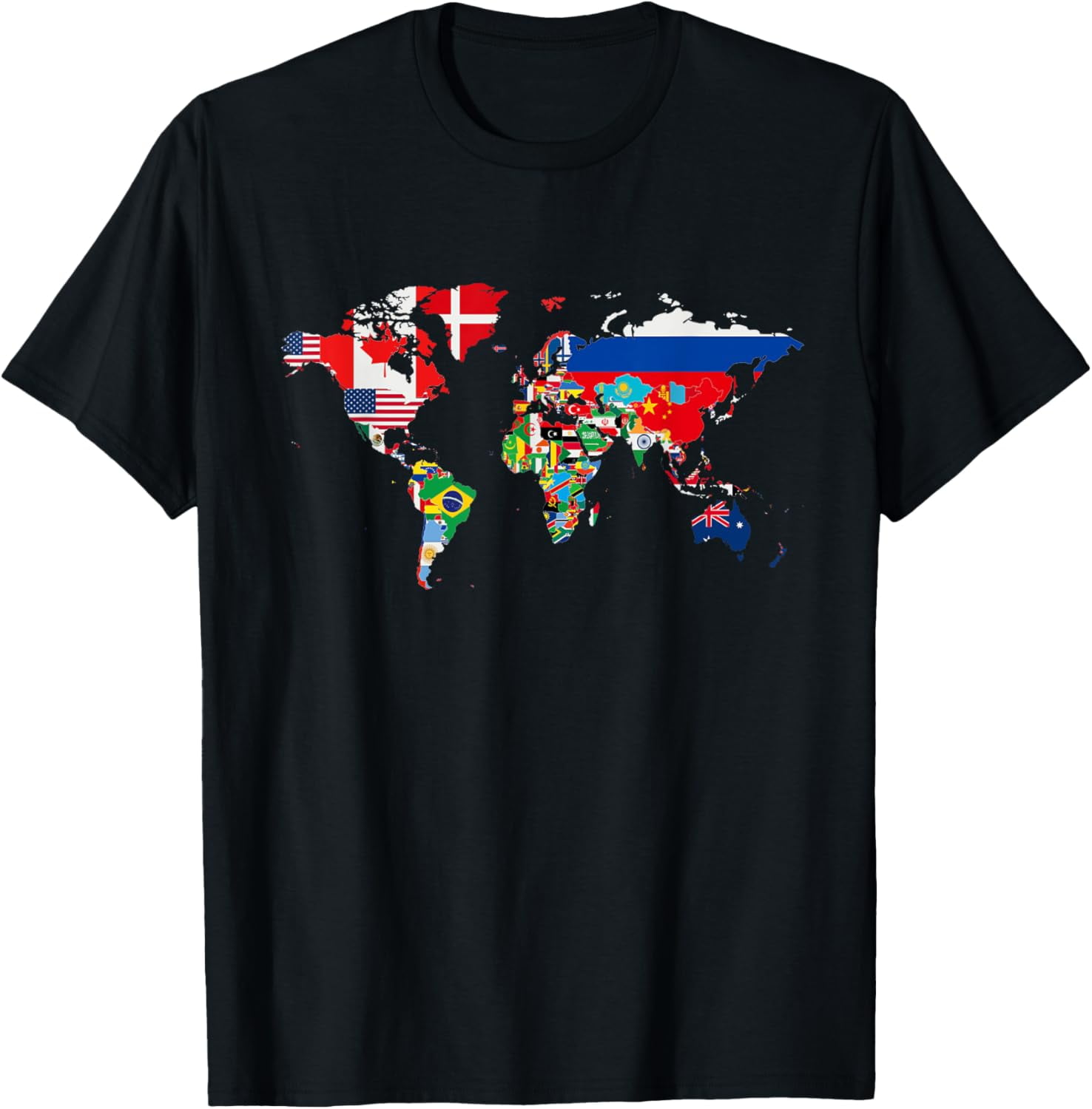 Playful Comfort Tee - International world flags and world map for ...