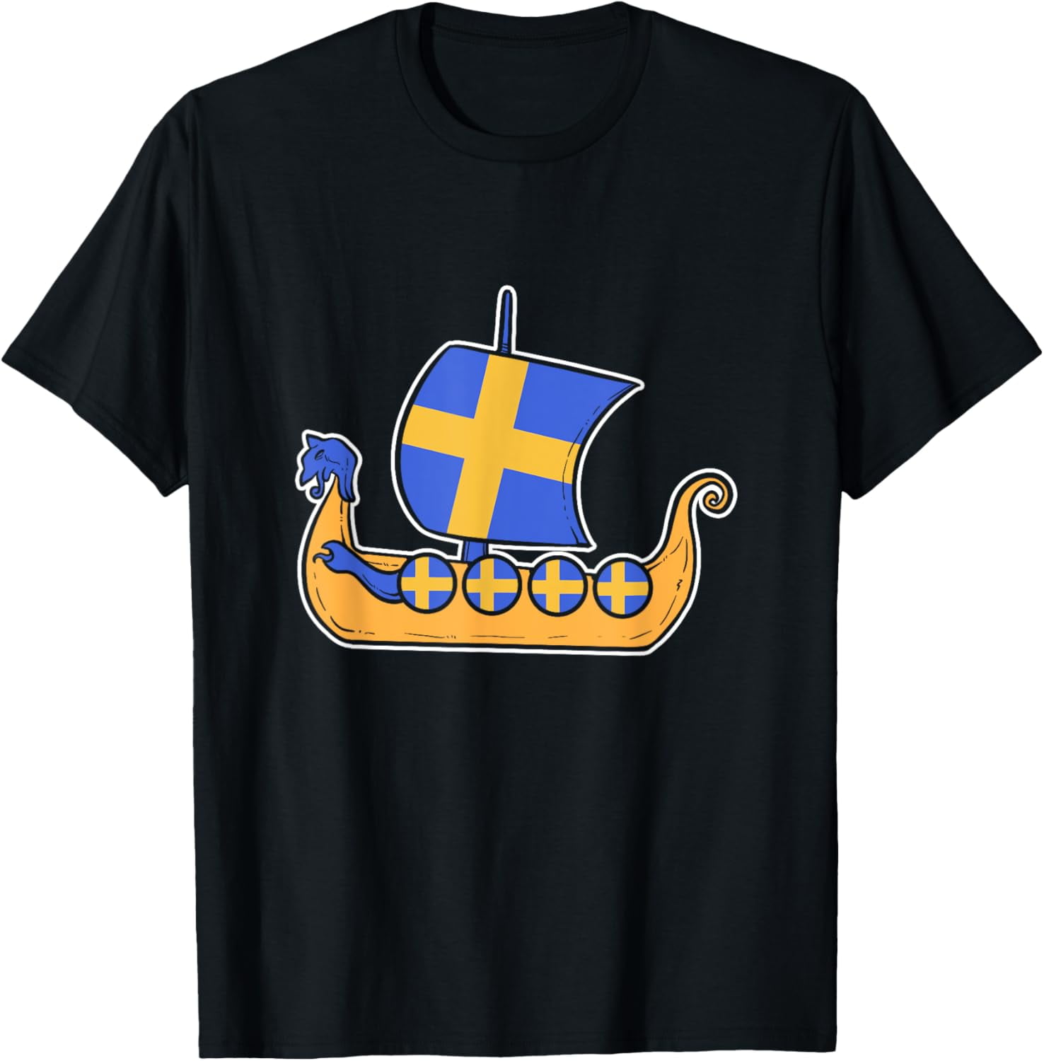 Playful Comfort Tee - Swedish Flag Sweden Viking Ship For Men T-Shirt ...