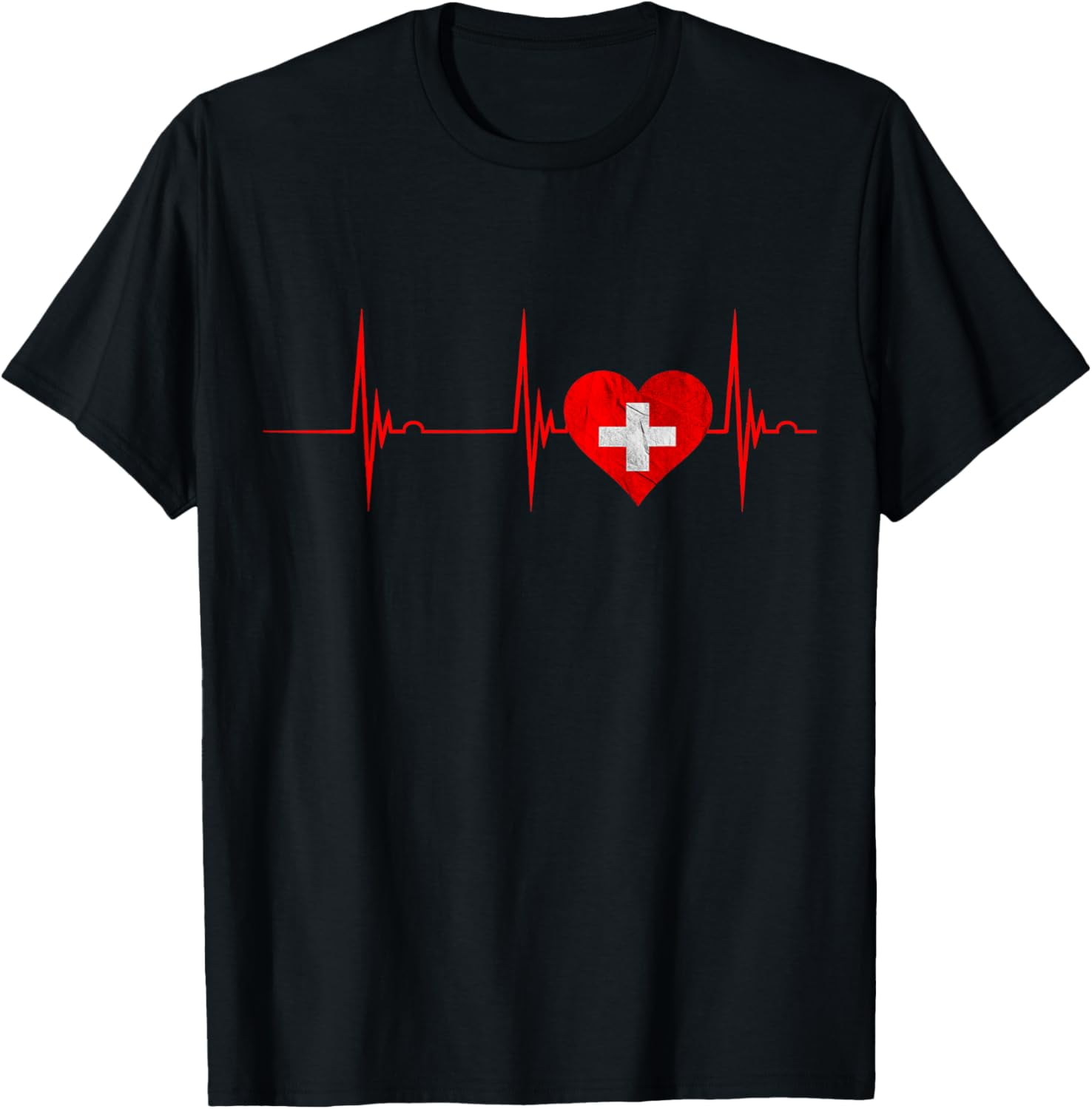 Playful Comfort Tee - Swiss Heart Swiss Heartbeat ECG Pulse Swiss T ...