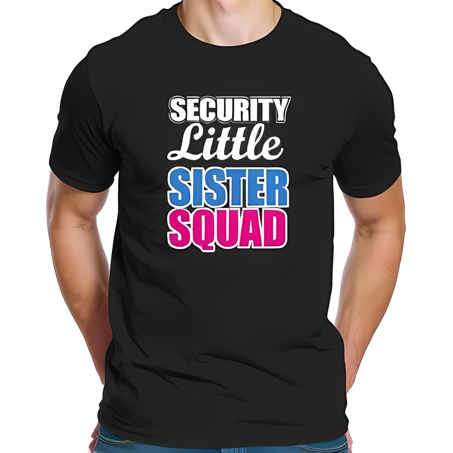 Playful Cotton Short Sleeve T-Shirt - 'SECURITY LITTLE SISTER SQUAD ...