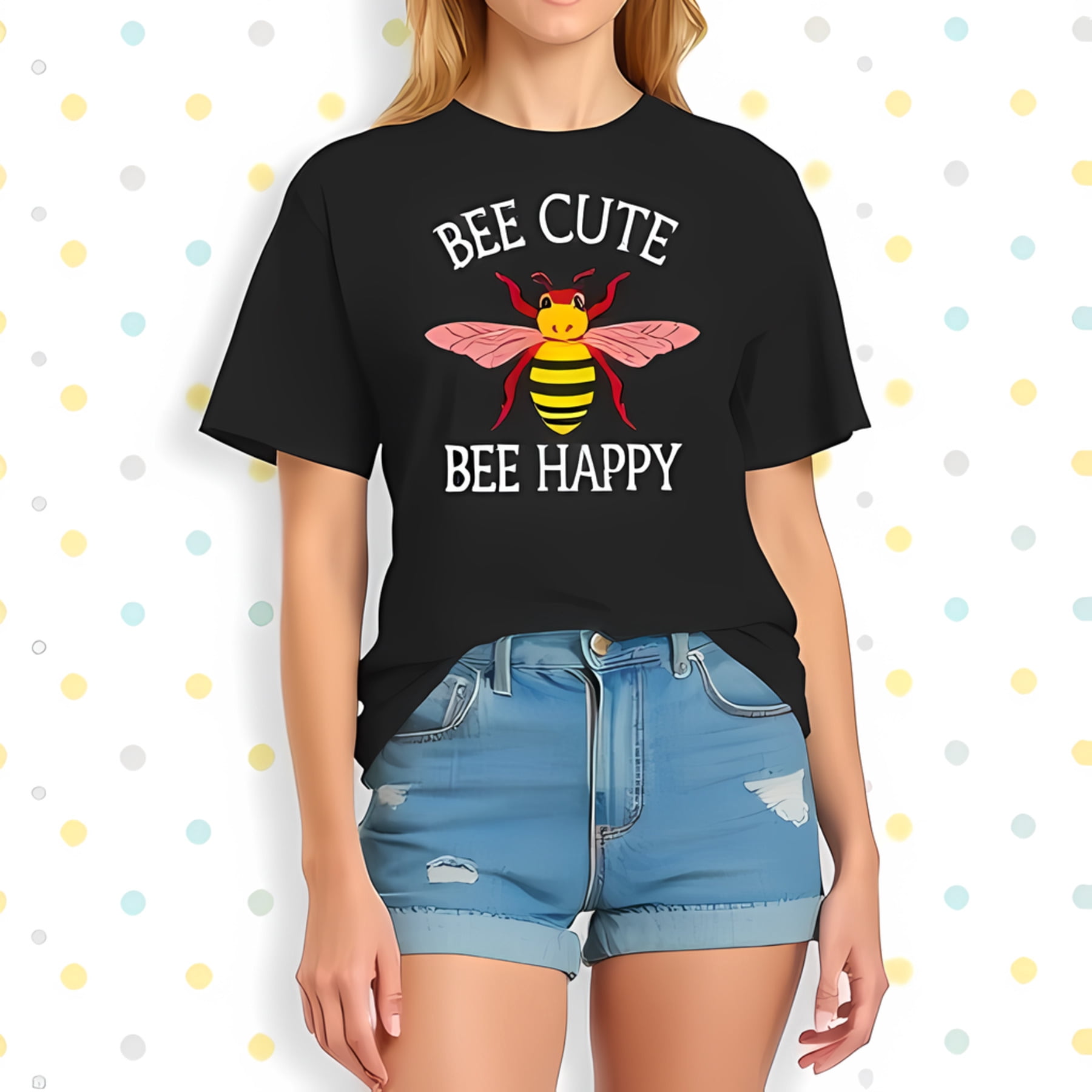 Playful Cotton Short Sleeve T-Shirt with Vibrant Bee Illustration ...
