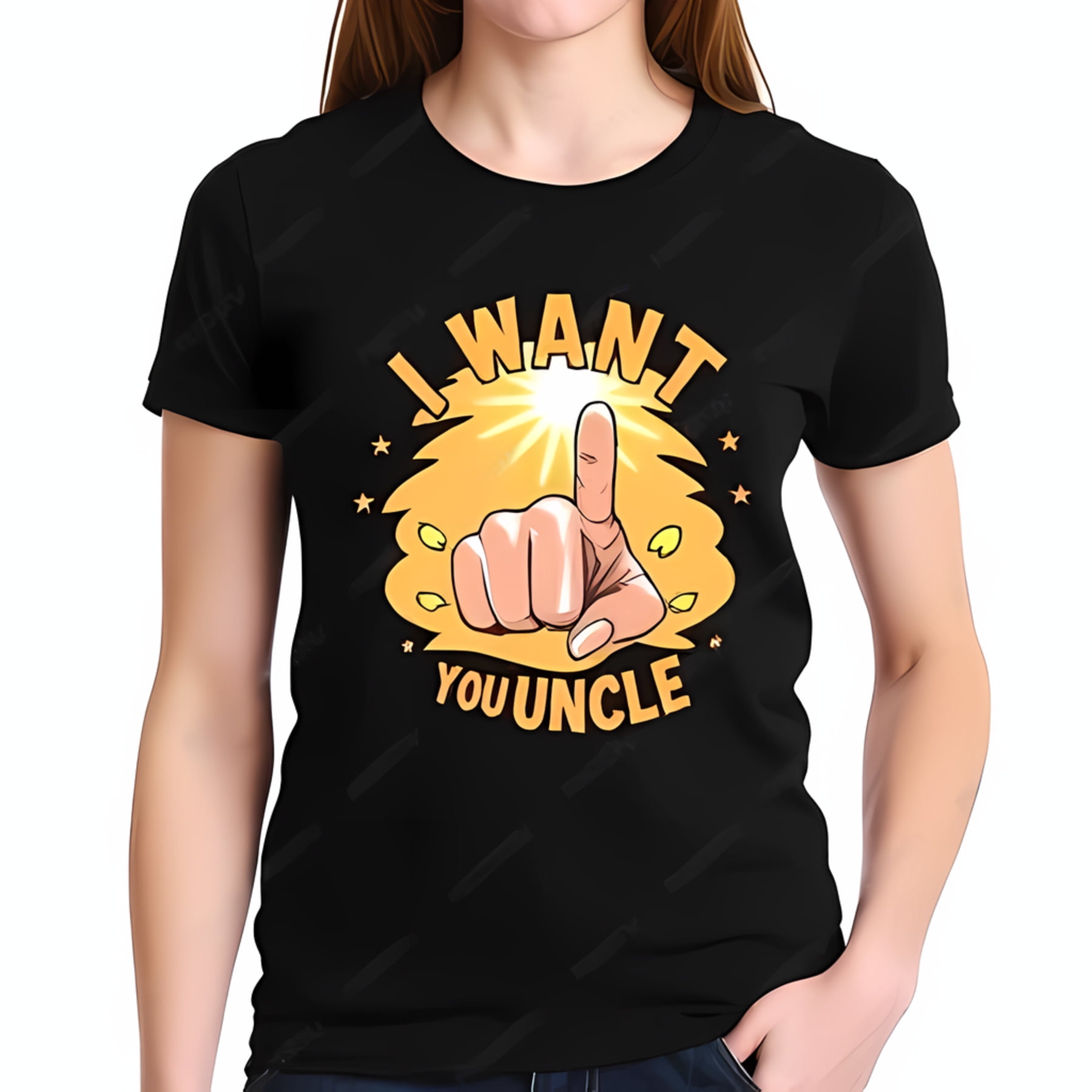 Playful Cotton Short Sleeve T-Shirt with Bold " I WANT YOU UNCLE ...