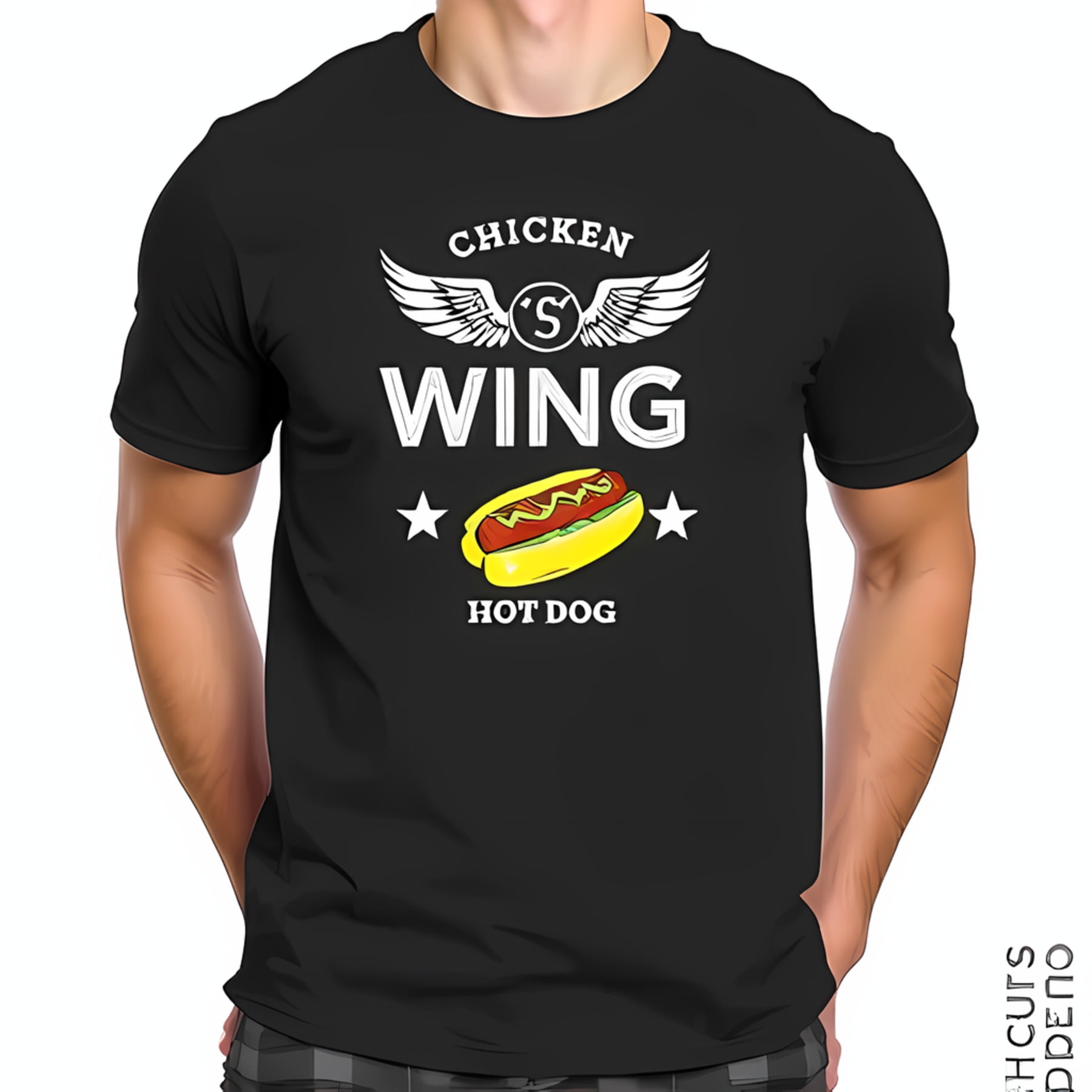 Playful Cotton Short Sleeve T-Shirt with Cartoon Hot Dog and Stylized ...