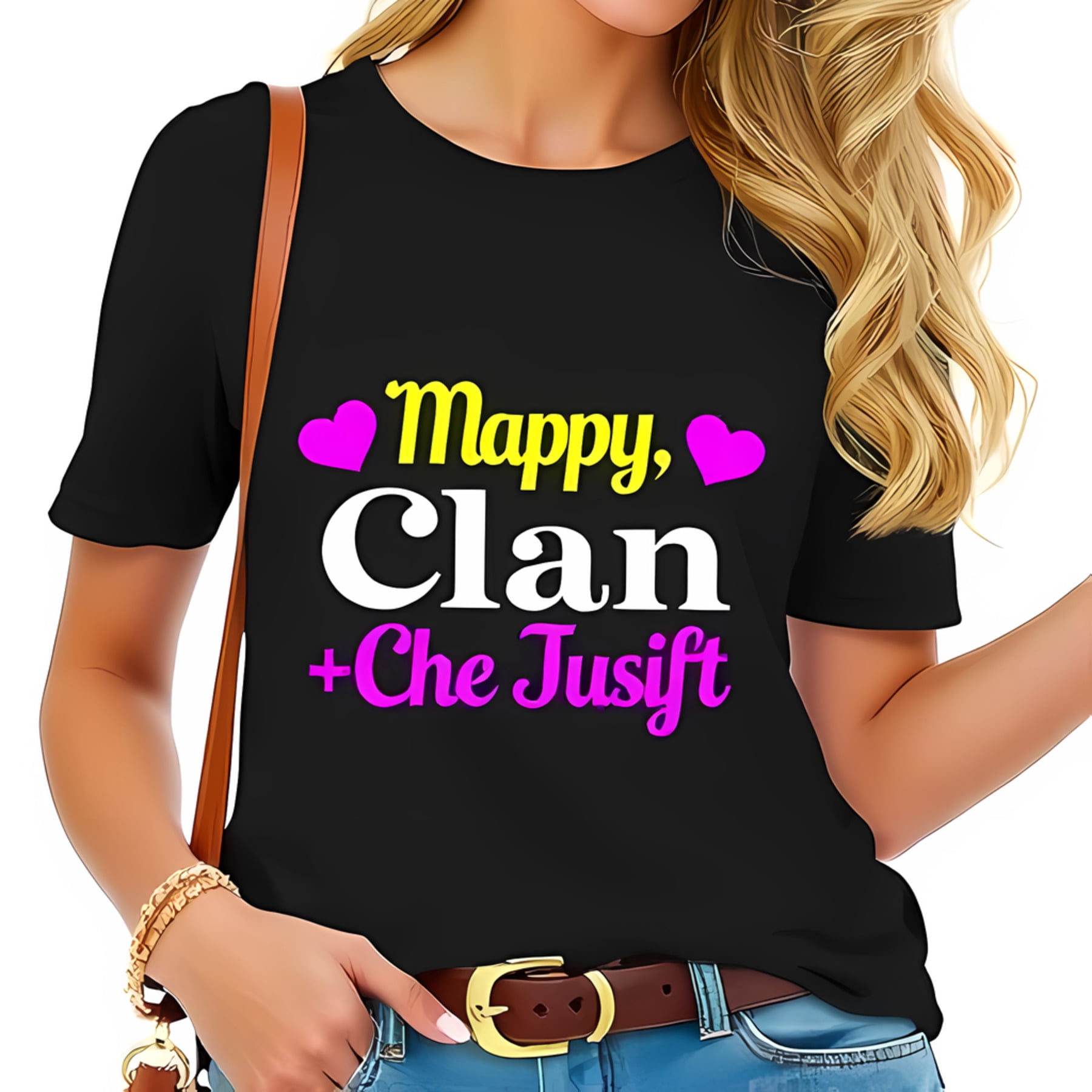 Playful Cotton Short Sleeve T-Shirt with 'Mappy Clan + Che Jusift ...