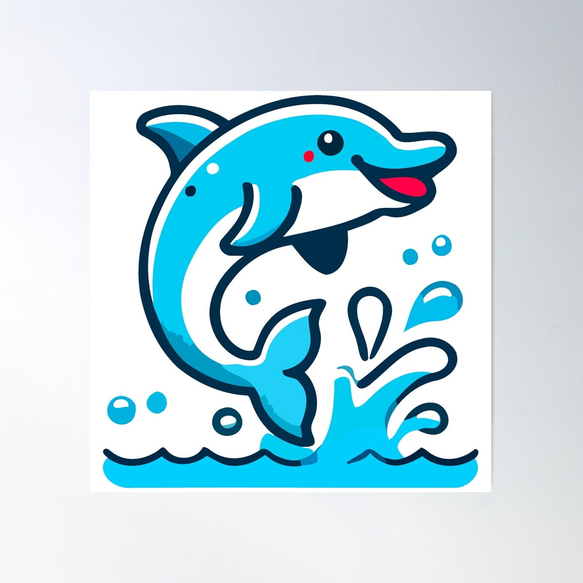 Playful Dolphin Splash Poster Wall Art, Modern Wall Decor For Living ...