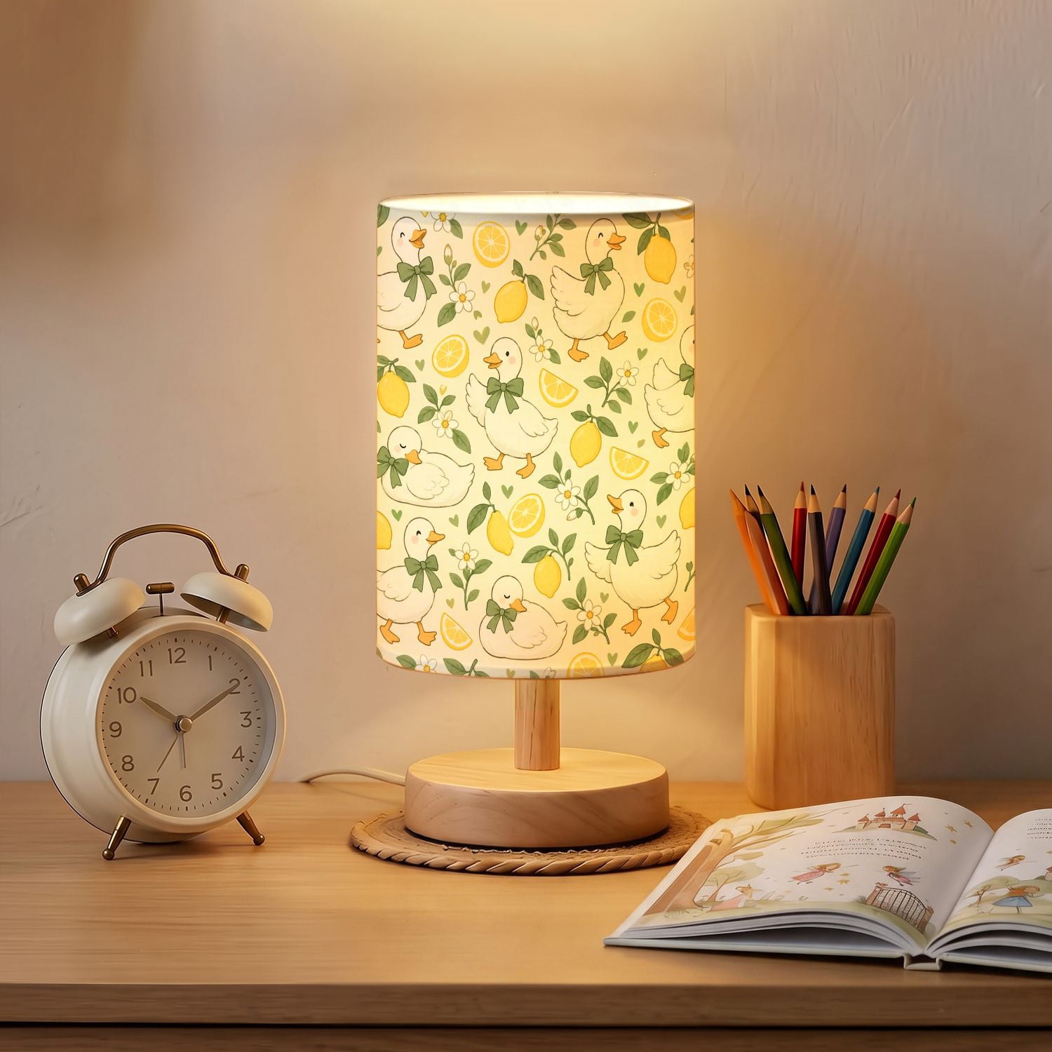 Playful Ducks Lemons Bedside Table Lamp for Bedroom 16 Color Dimmable ...
