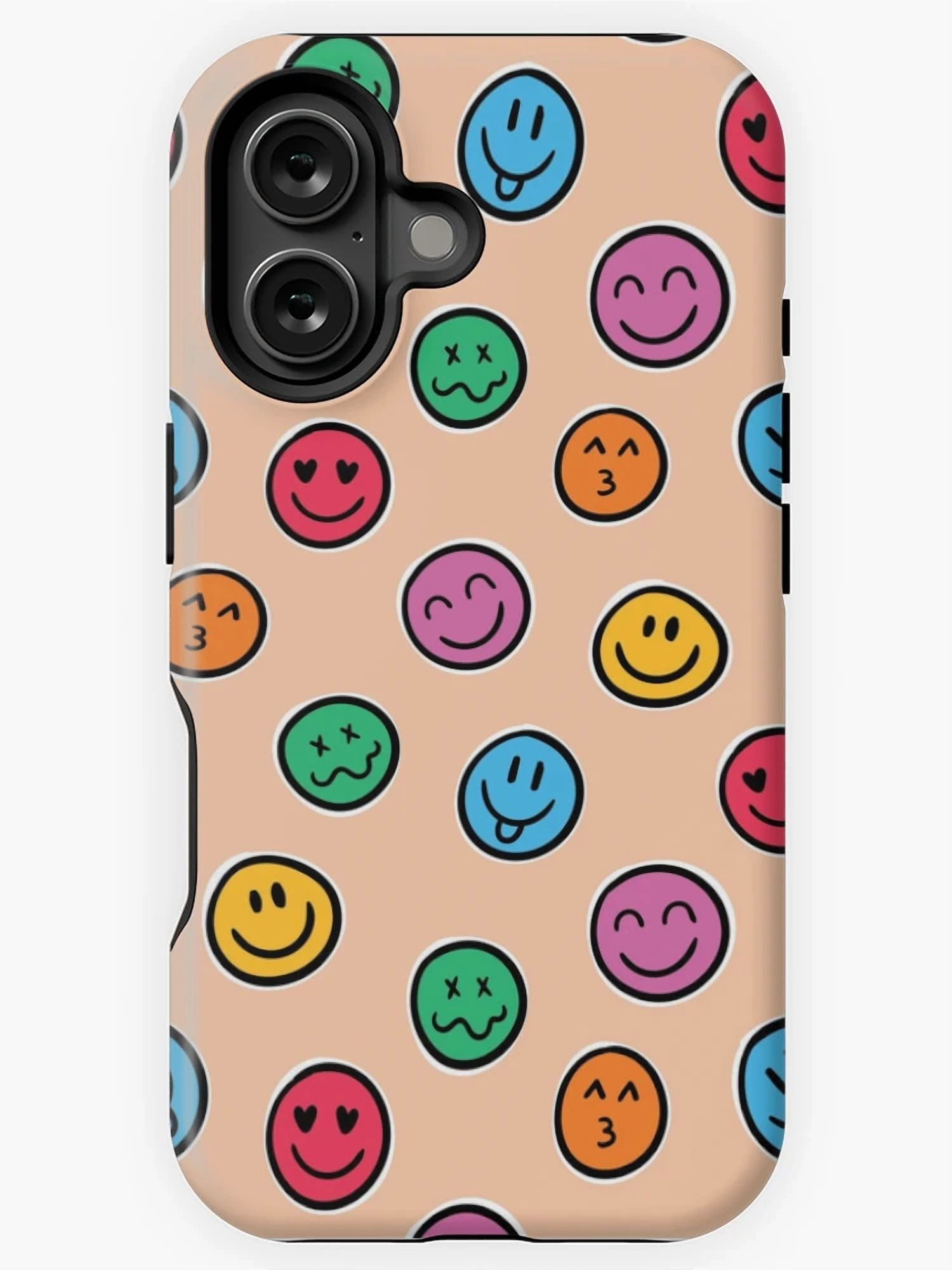 Playful Emoji Pattern on Peach Fuzz Numbered Clock Phone Case for ...