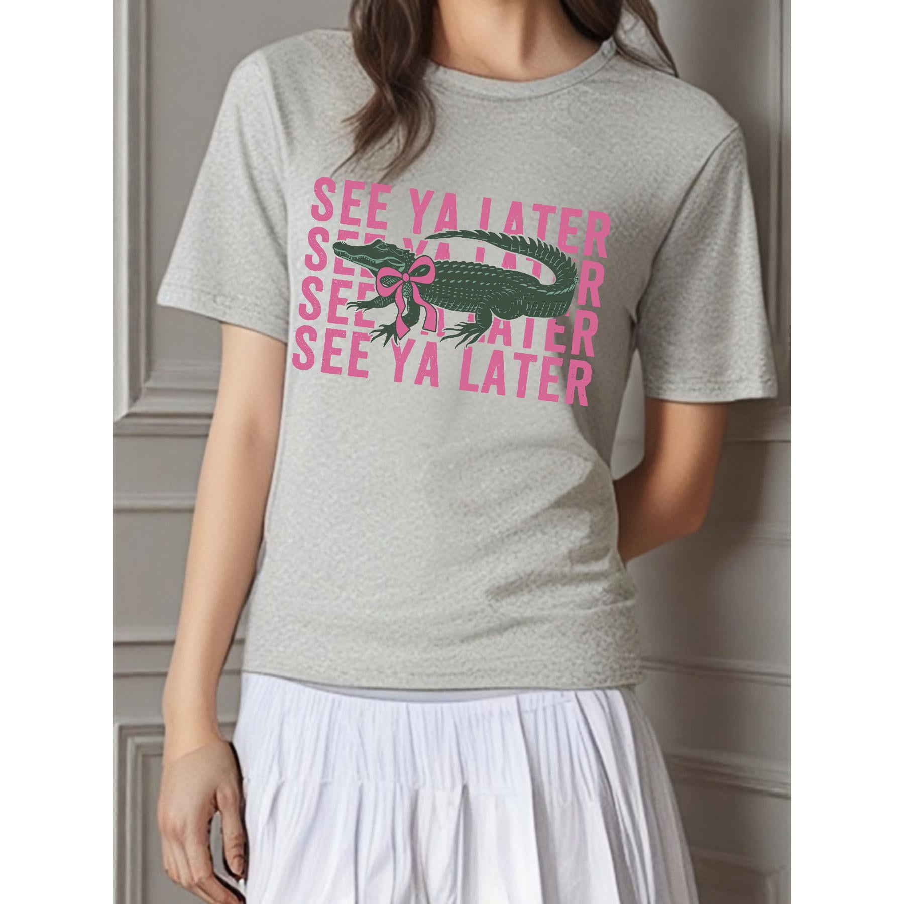 Playful Farewell Tee‘SEE YA LATER’ Text & Bow - Tied Alligator Art – A ...