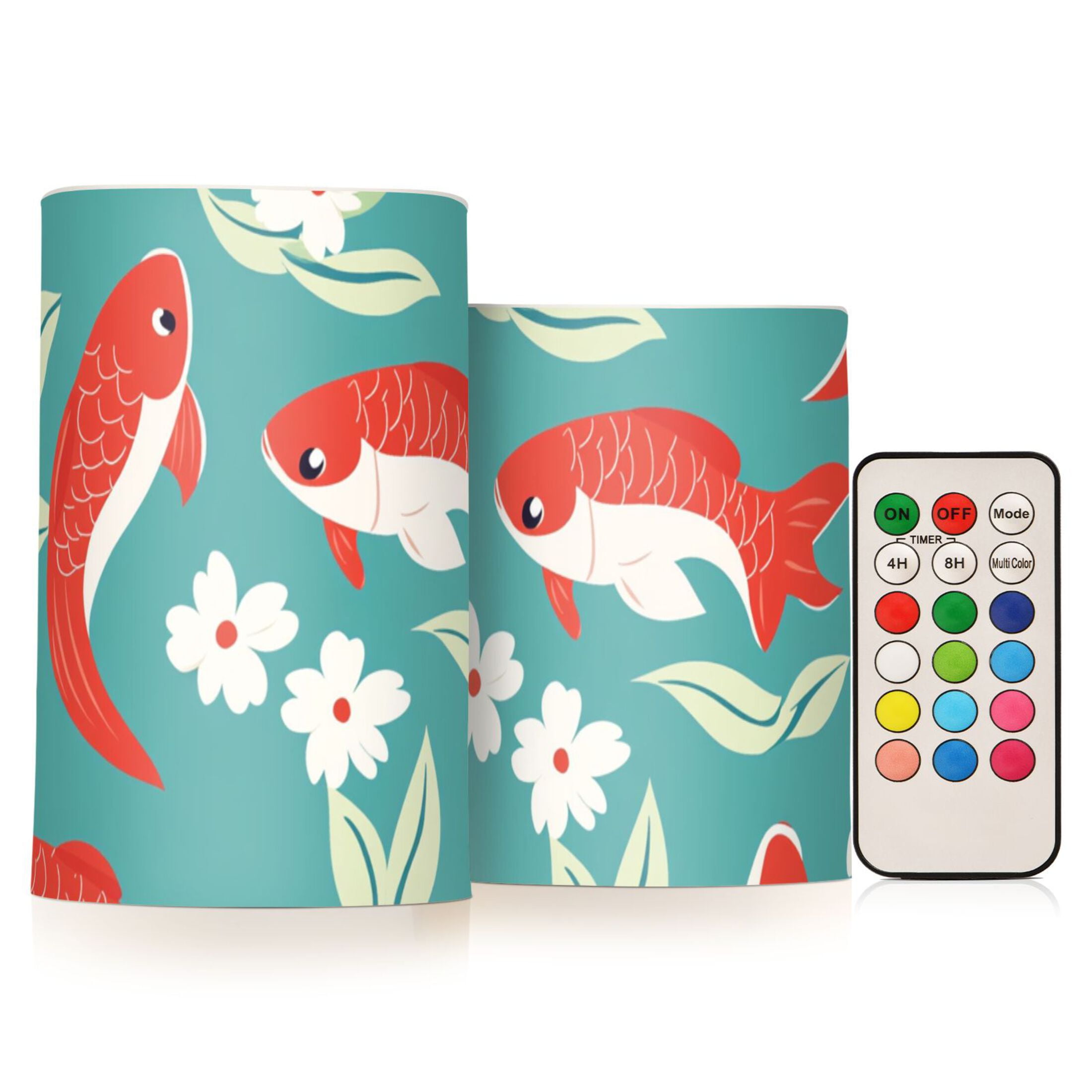 Playful Fish Pattern Flickering Flameless Candles Battery Operated with ...