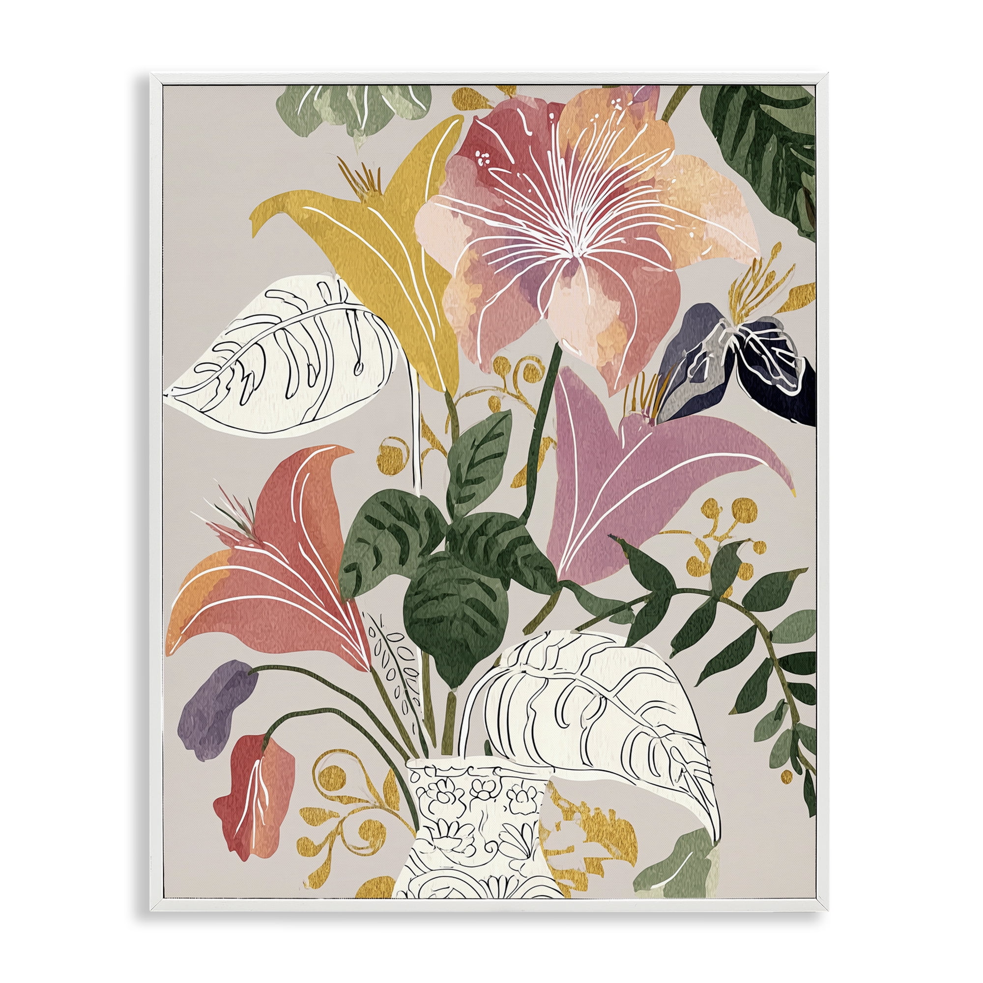 Playful Flower Bouquet White Framed Giclee Art, design by Annabelle ...