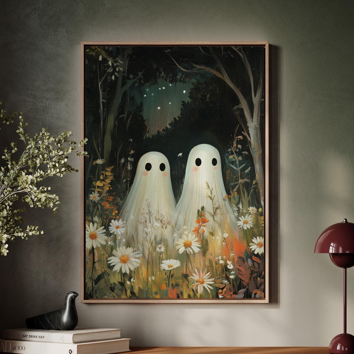 Playful Ghosts In A Flowering Meadow Art Print, -Inspired Decor, Cute ...