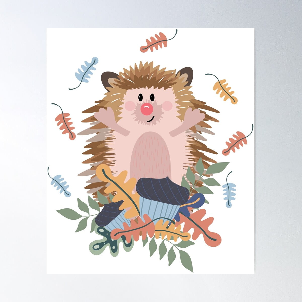 Playful Hedgehog Poster Wall Art, Modern Wall Decor For Living Room ...