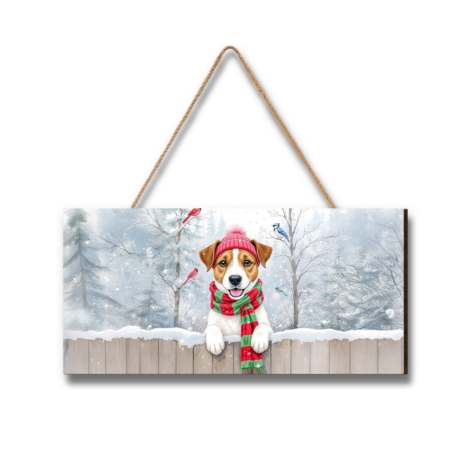 Playful Jack Russell Terrier Welcomes Winter Snowy Day with Cardinal ...