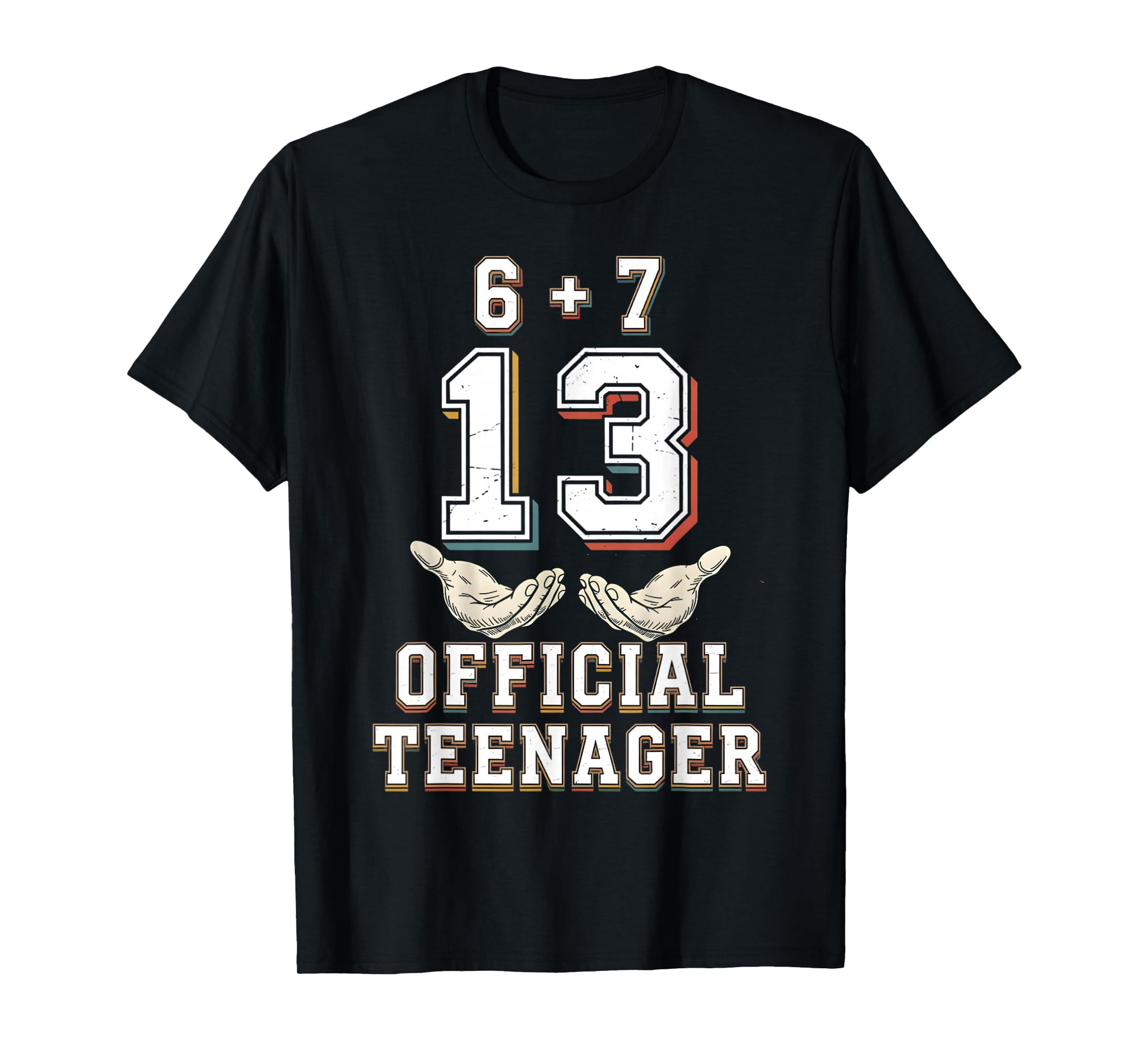 Playful Math Equation 6+7 = 13 T-Shirt for Celebrating 13th Birthday ...