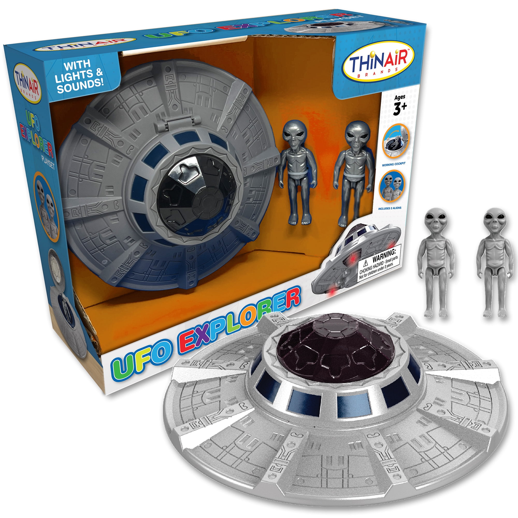 STEM Adventure Space UFO Toy Playset for Kids with Aliens, Lights ...