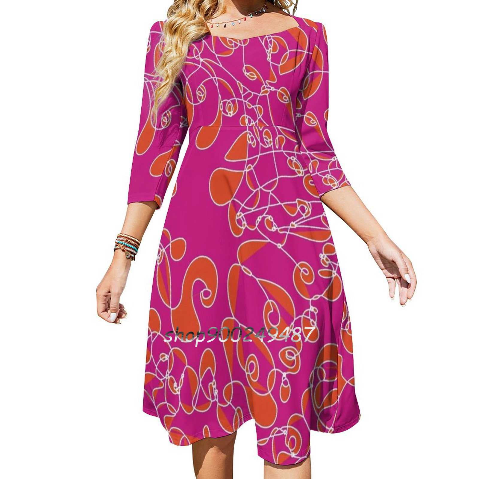 Playful Notes Square Neck Dress New Plus Size Elegant Women Waist Tight ...