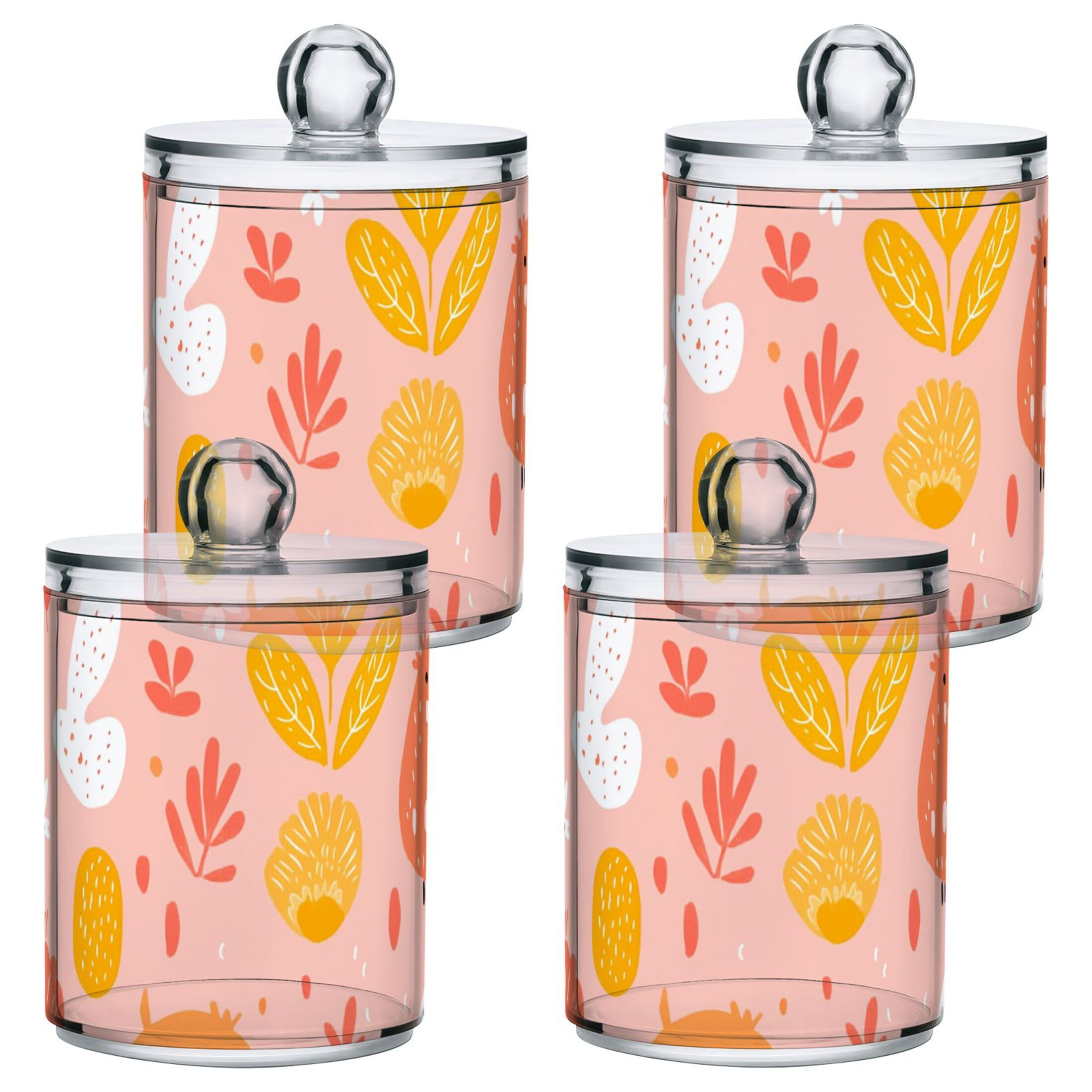 Playful Orange Birds Bathroom Canisters Set of 4 Translucent Plastic ...