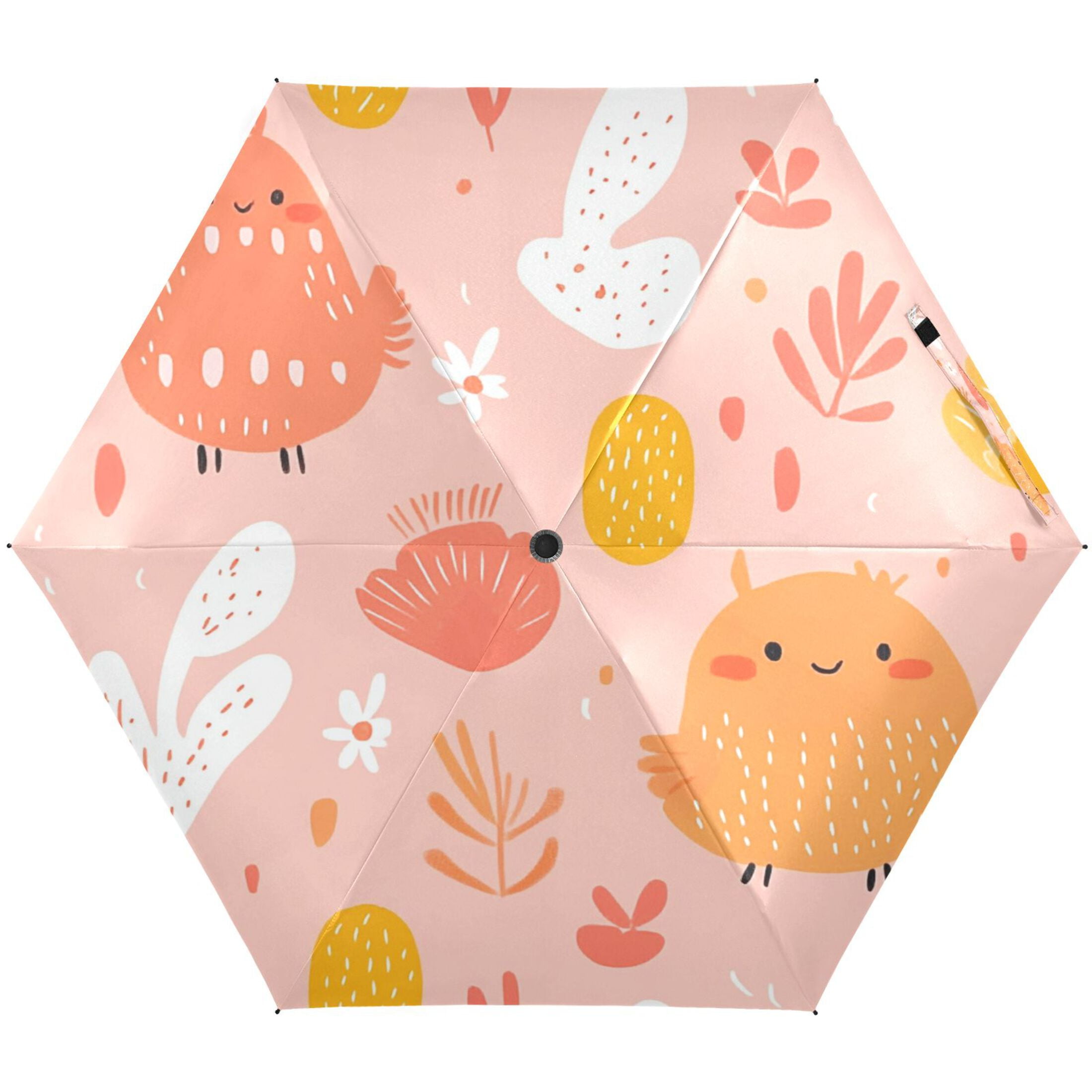 Playful Orange Birds Umbrellas for Sun Auto Open Close UV50+ Waterproof ...