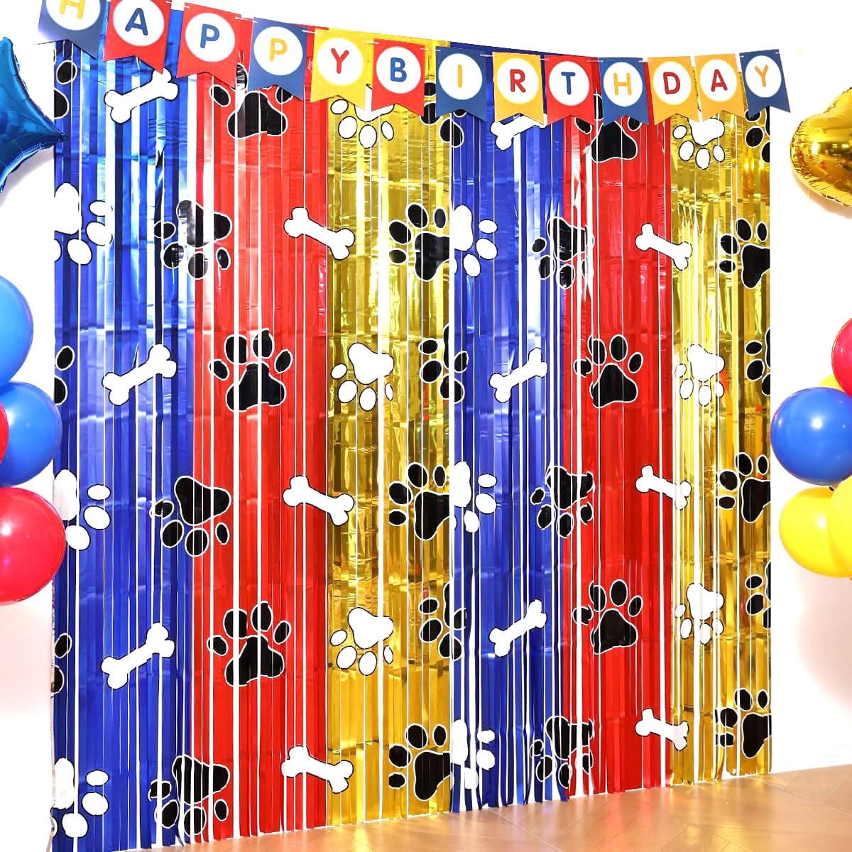 Playful Paw Party Decor Kit with AIS1 15 Balloons - 2 Pack 3.3x6.6ft ...