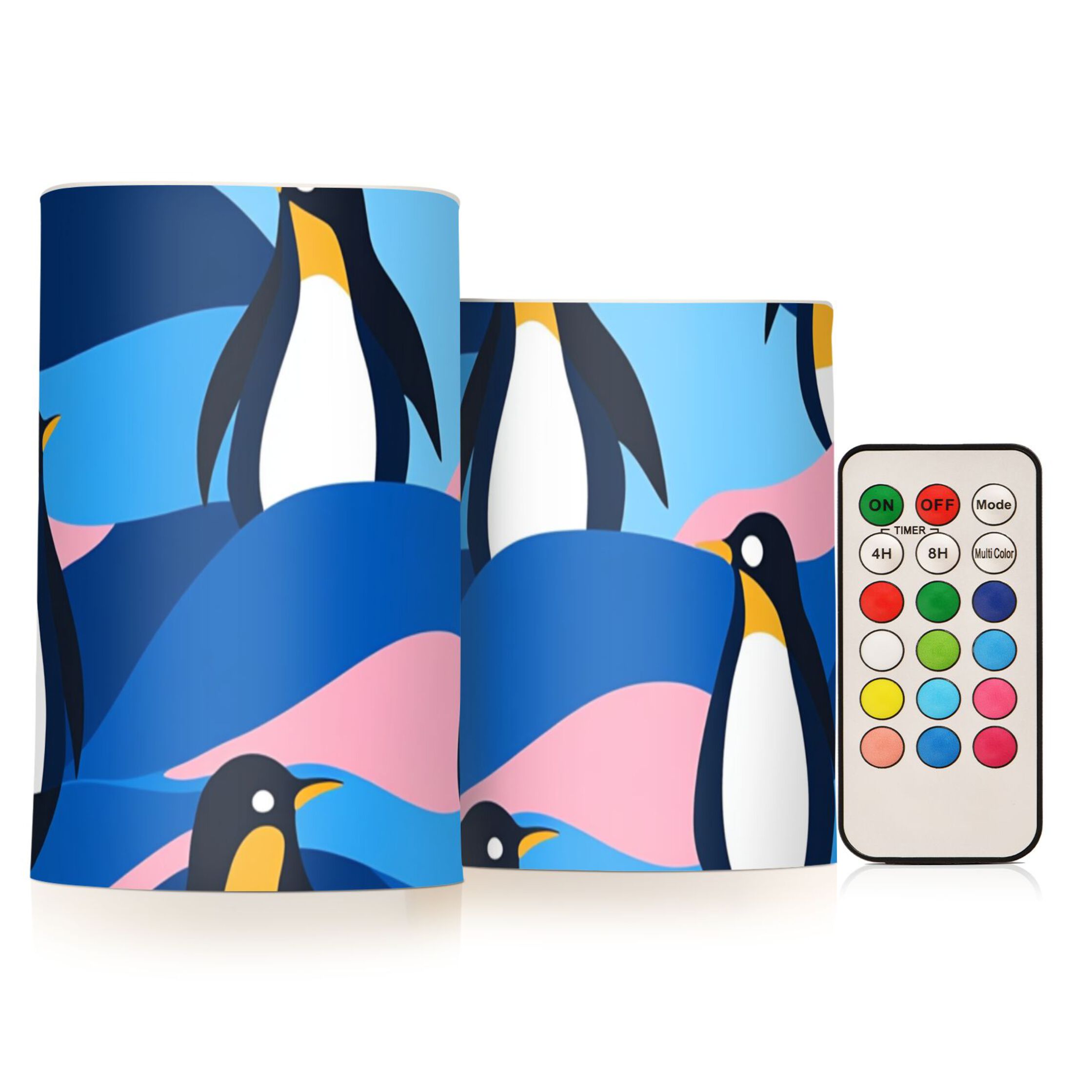 Playful Penguin Art Flickering Flameless Candles Battery Operated with ...