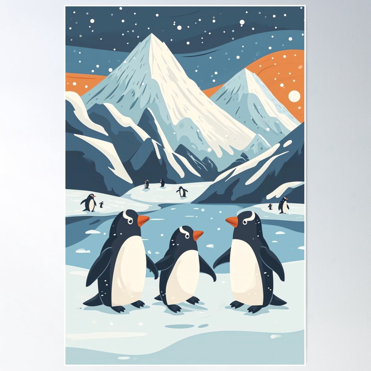 Playful Penguin Parade Poster Wall Art, Modern Wall Decor For Living ...