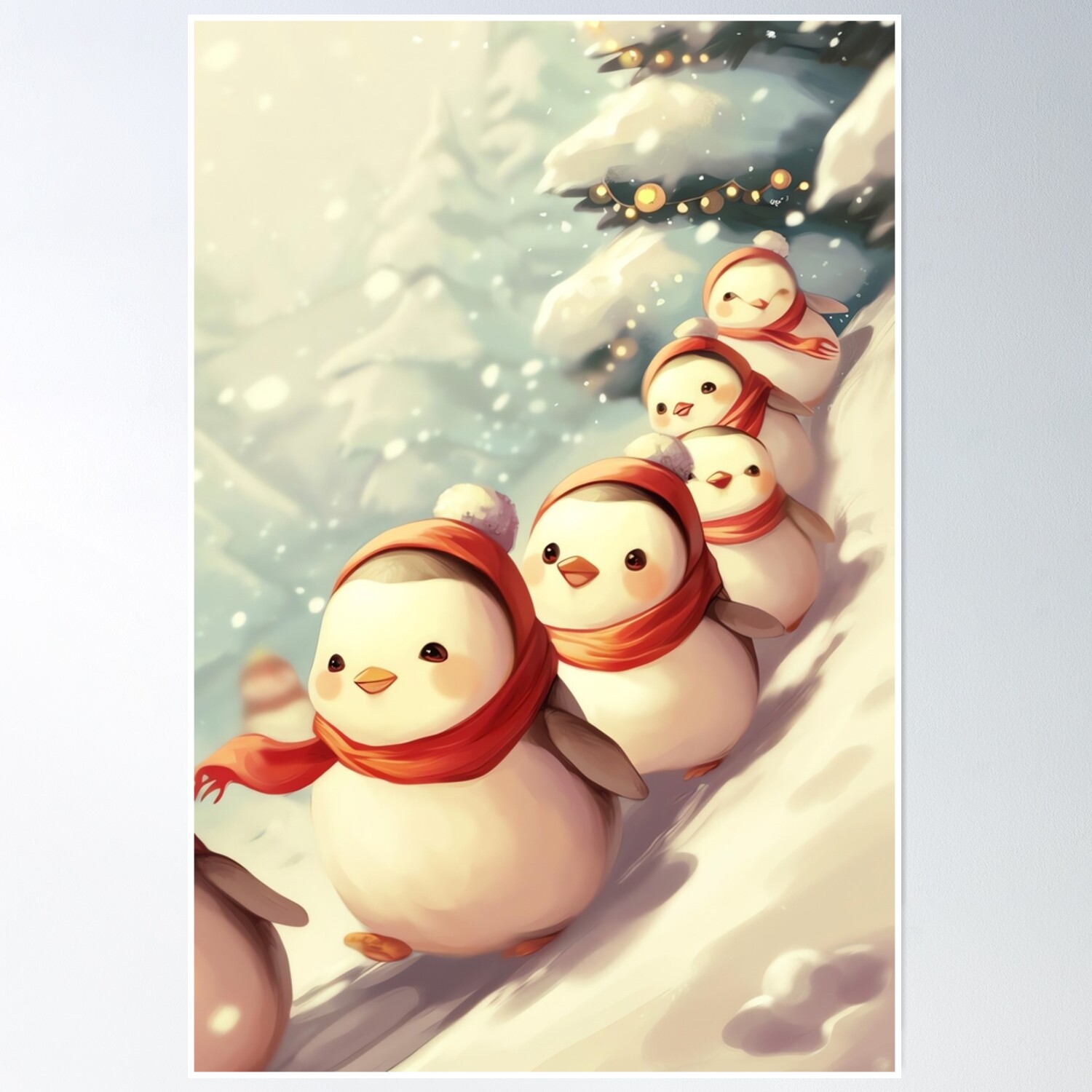 Playful Penguin Sliders Poster Wall Art, Modern Wall Decor, 12x18 ...