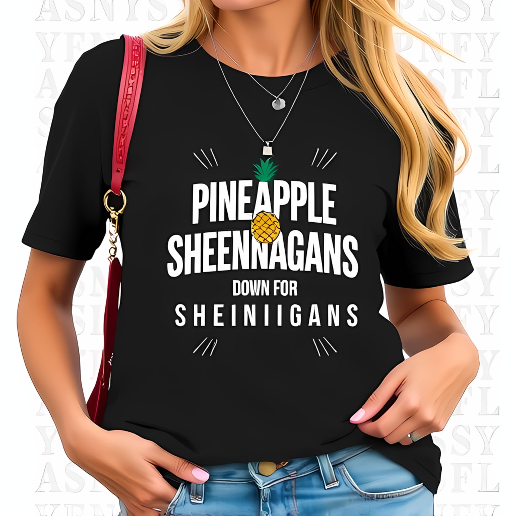 Playful Pineapple Graphic Cotton Short Sleeve T-Shirt - 'Pineapple Sheennigans' Design for ...