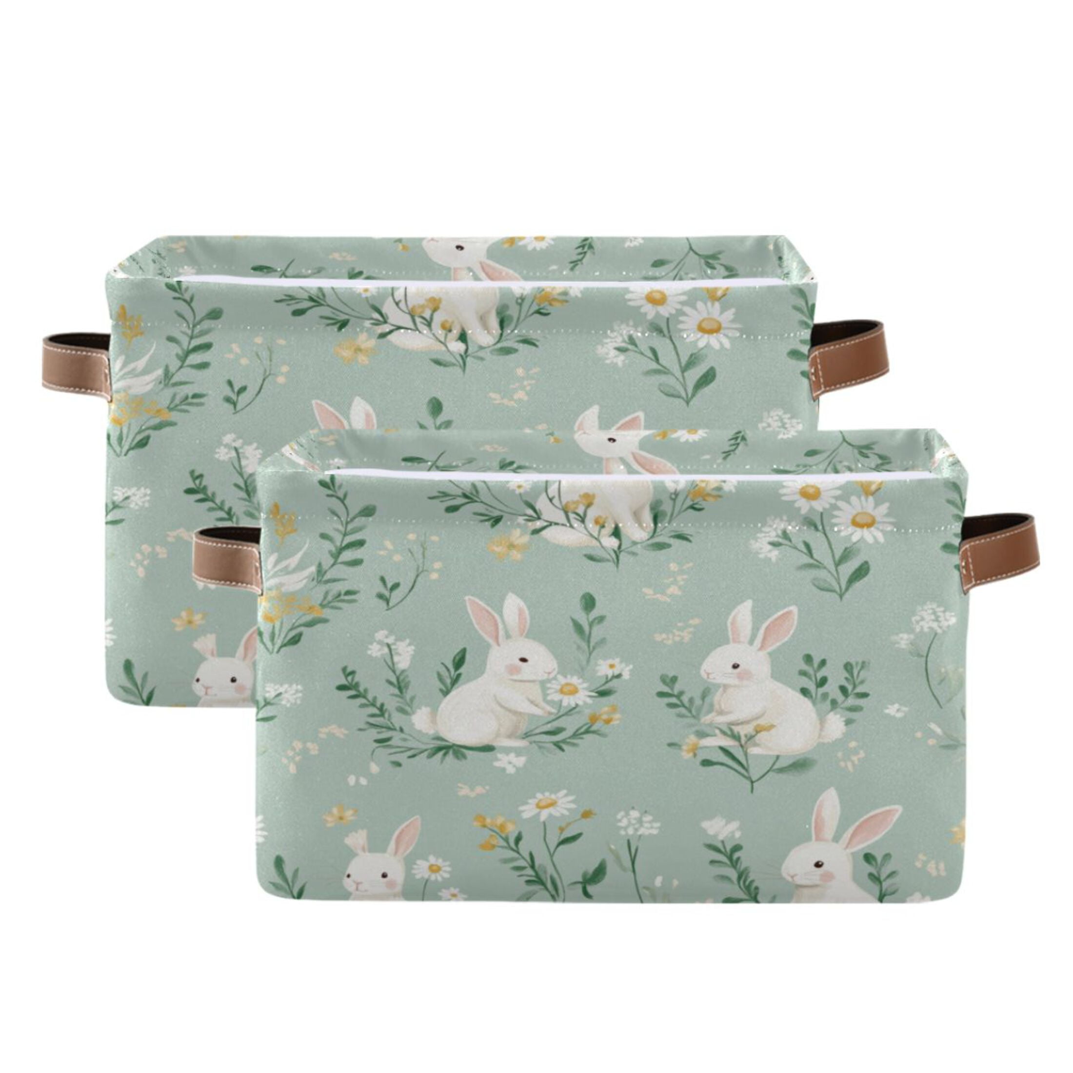 Playful Rabbits Foldable Storage Basket,Canvas Fabric Foldable Storage ...