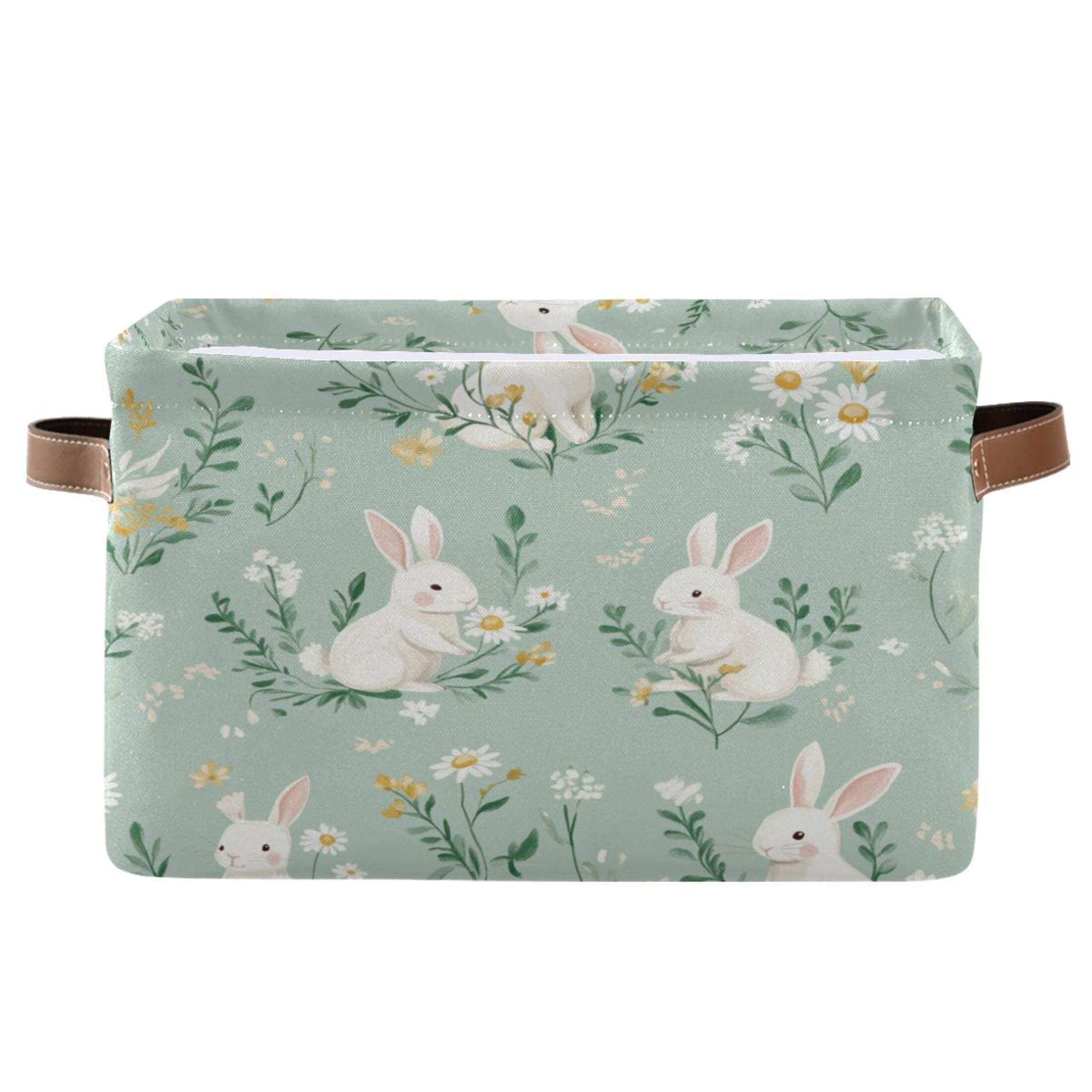 Playful Rabbits Foldable Storage Basket,Canvas Fabric Foldable Storage ...