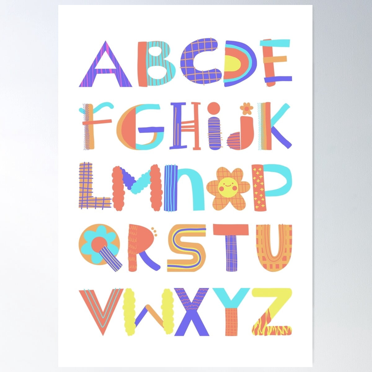 Playful Rainbow Colorful Alphabet, Abc For Kids Poster Wall Art, Modern ...